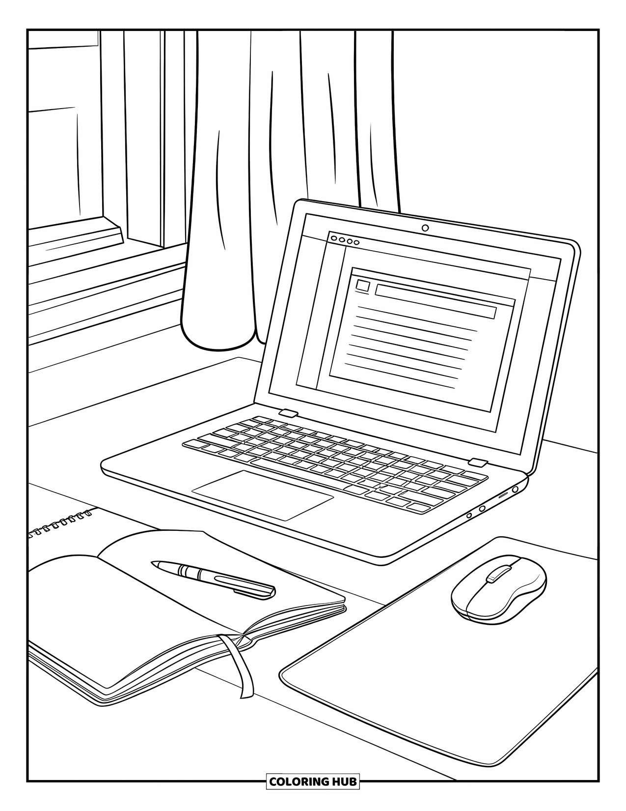 80+ Laptop Coloring Pages for Kids & Adults (Free Printable PDFs)