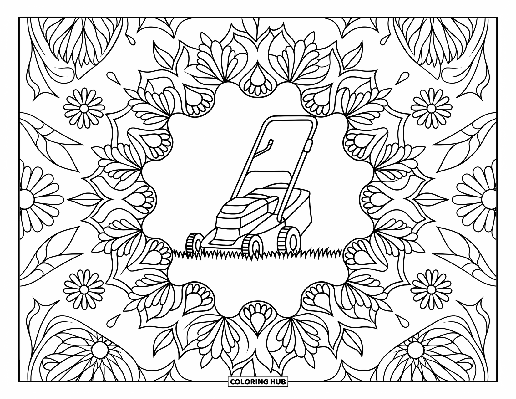 70+ Lawn Mower Coloring Pages for Kids & Adults (Free Printable PDFs)