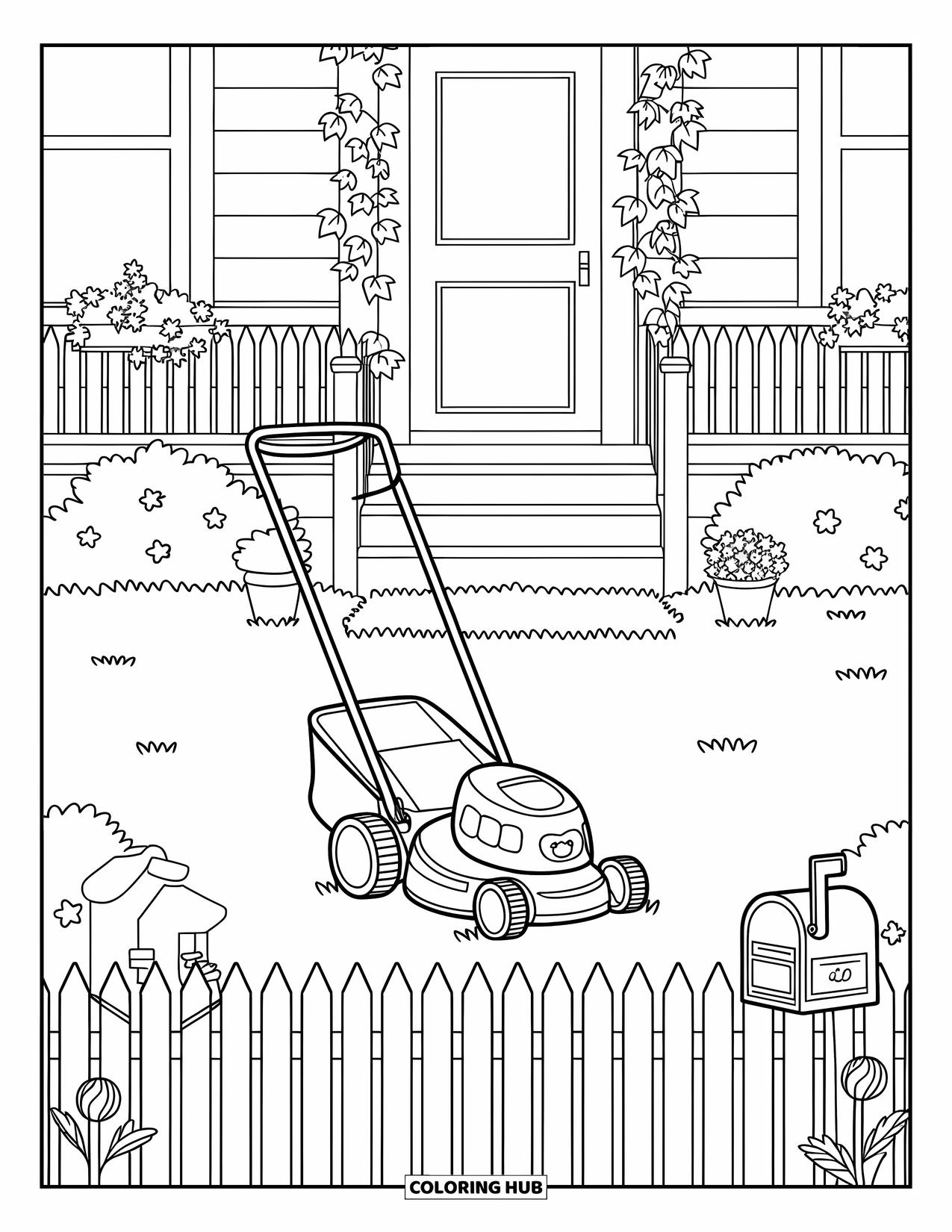70+ Lawn Mower Coloring Pages for Kids & Adults (Free Printable PDFs)