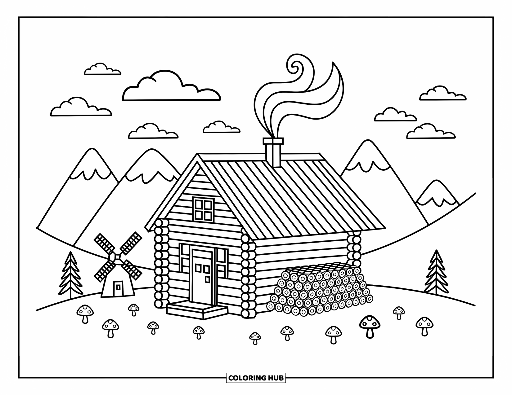 90+ Log Cabin Coloring Pages for Kids & Adults (Free Printable PDFs)