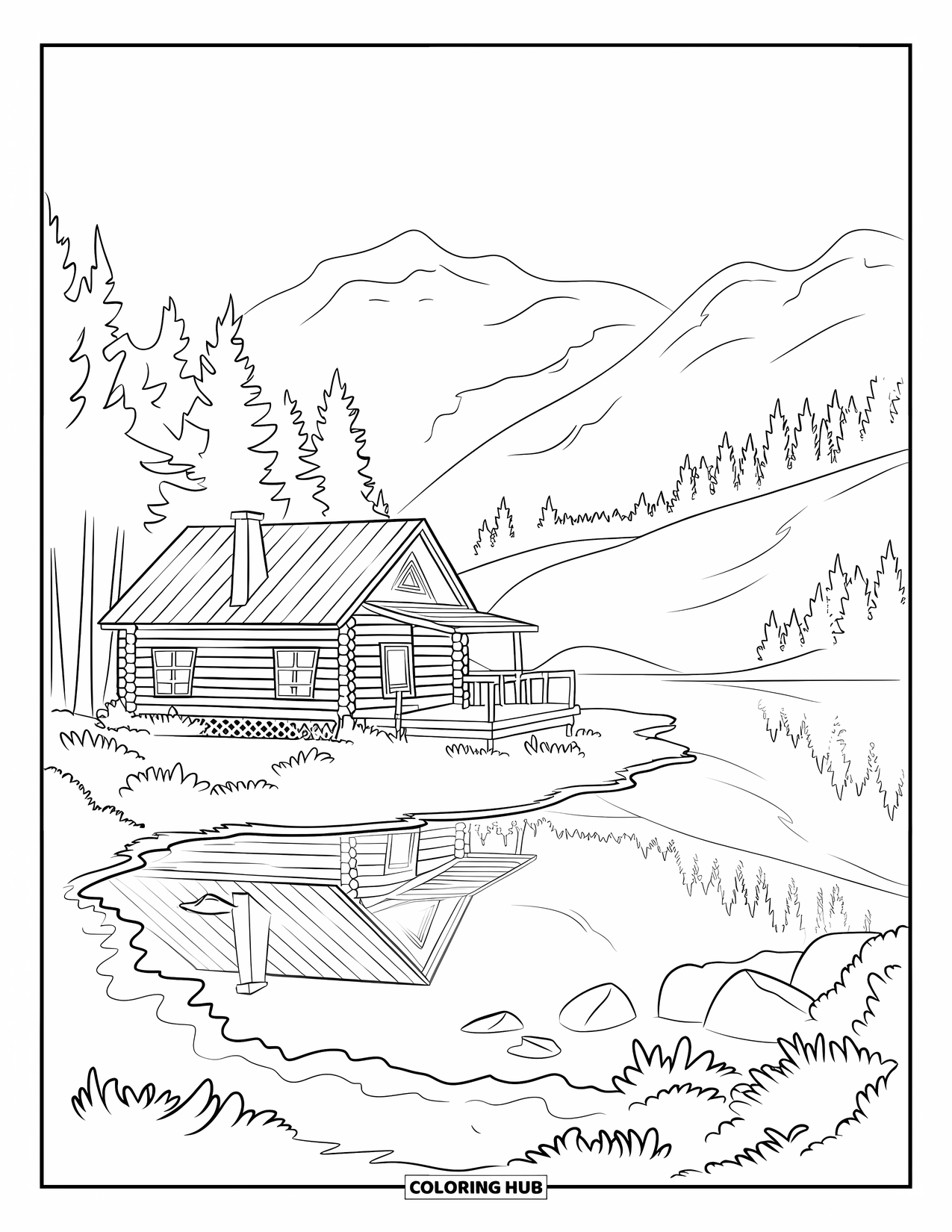 90+ Log Cabin Coloring Pages for Kids & Adults (Free Printable PDFs)