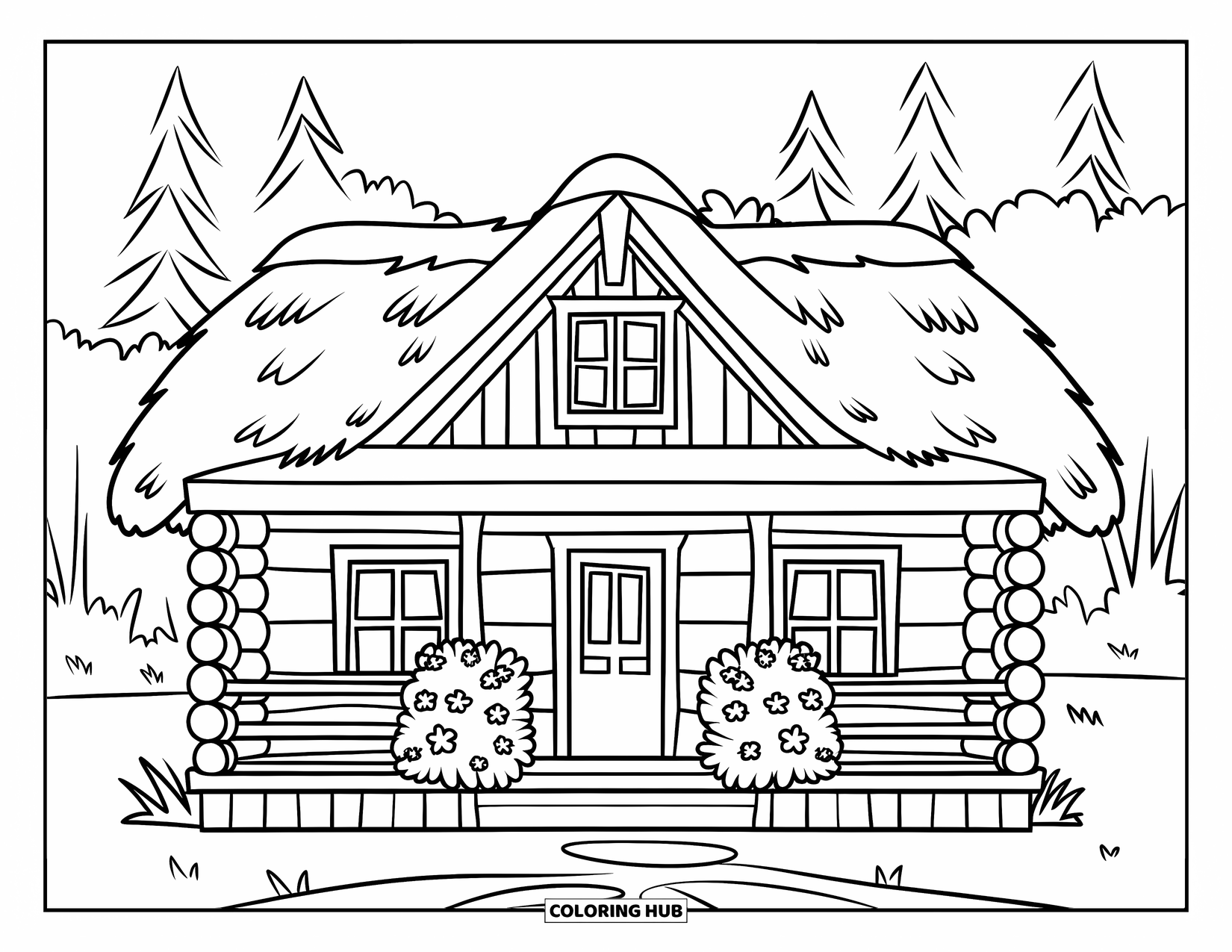 90+ Log Cabin Coloring Pages for Kids & Adults (Free Printable PDFs)