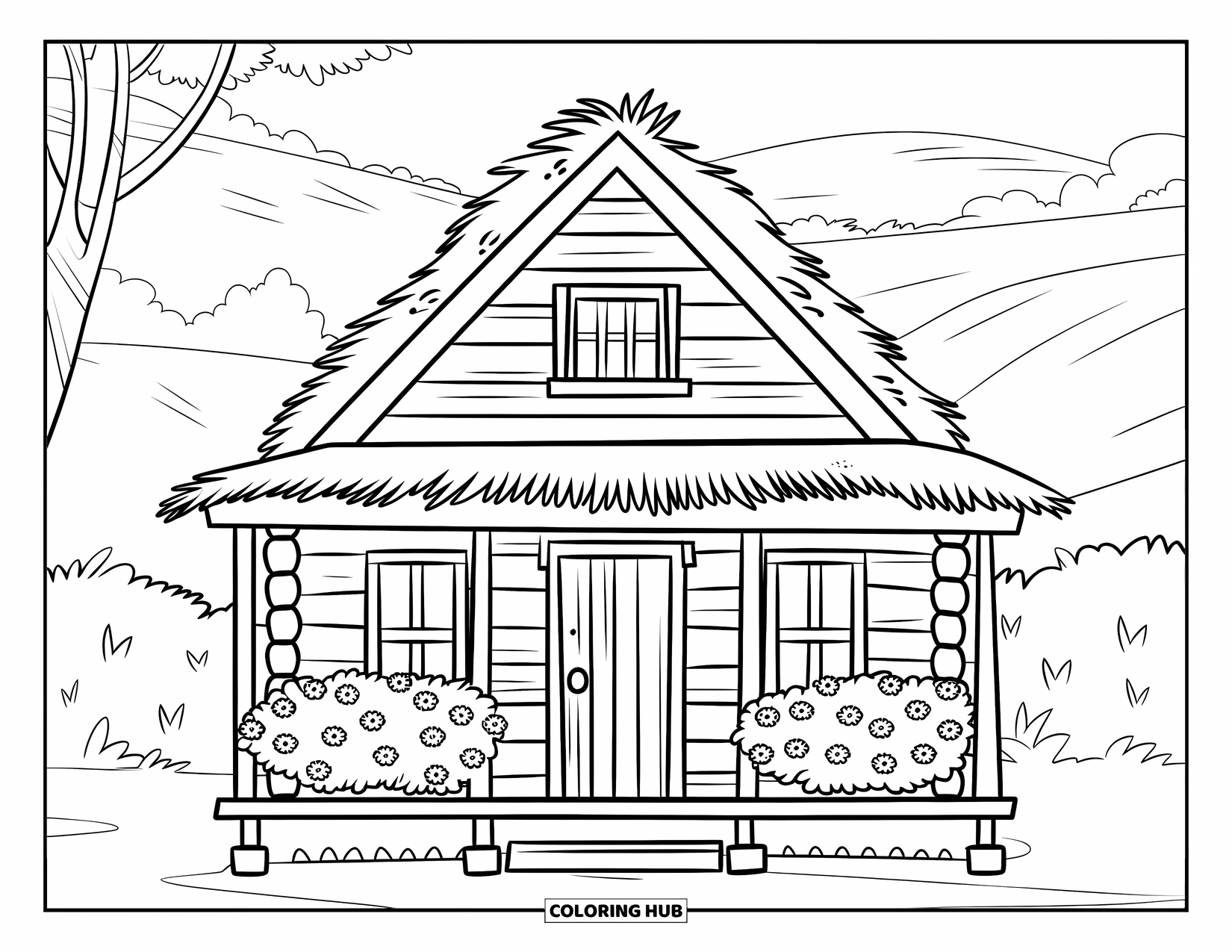90+ Log Cabin Coloring Pages for Kids & Adults (Free Printable PDFs)