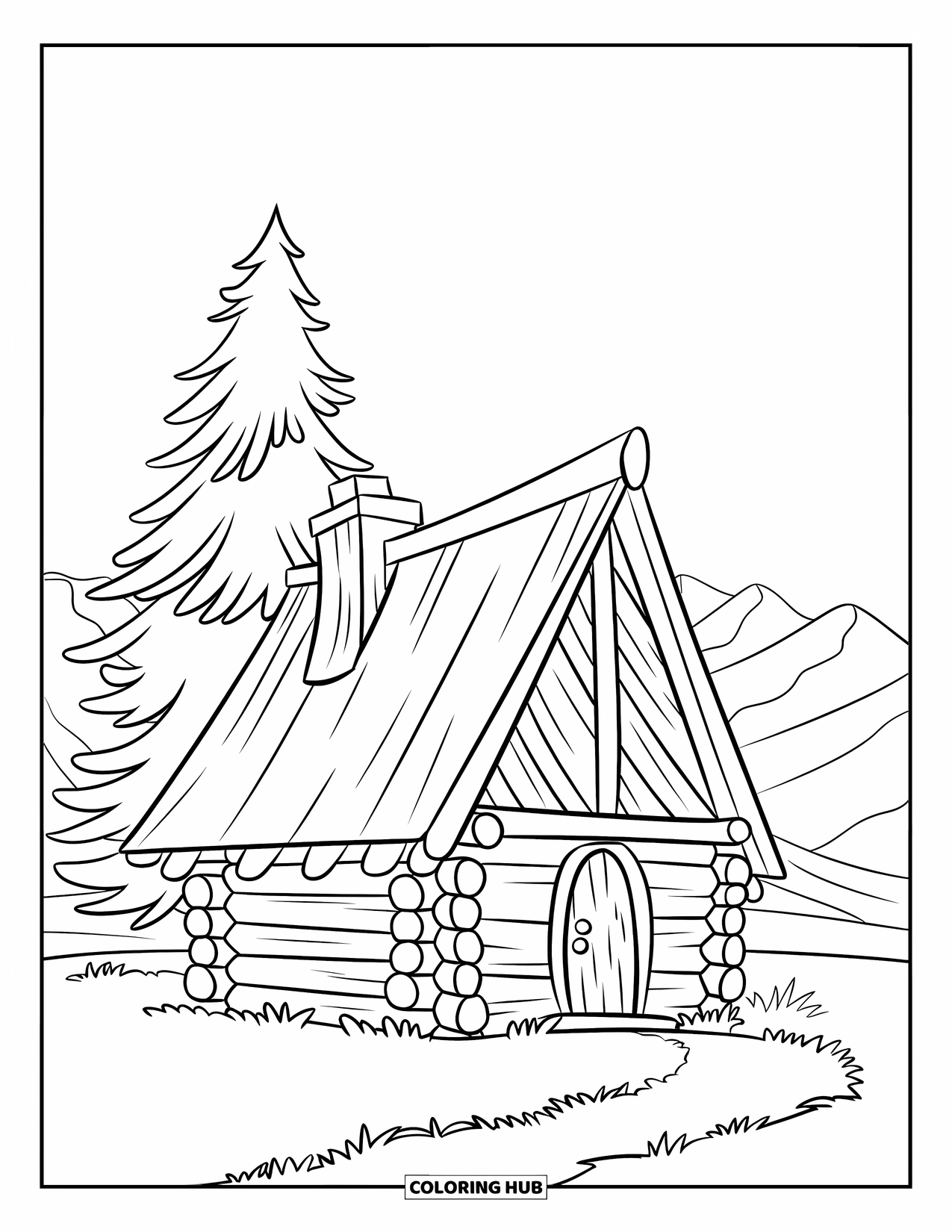 90+ Log Cabin Coloring Pages for Kids & Adults (Free Printable PDFs)