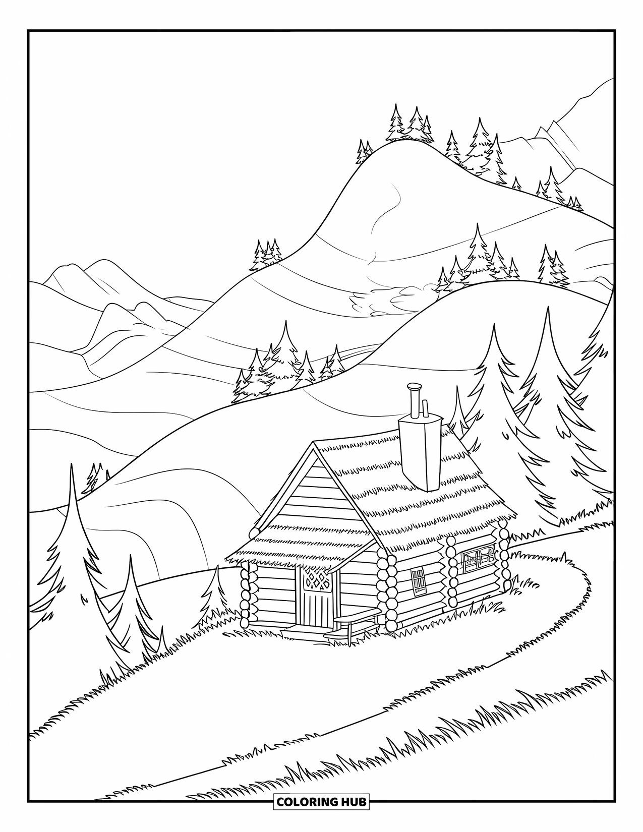 90+ Log Cabin Coloring Pages for Kids & Adults (Free Printable PDFs)