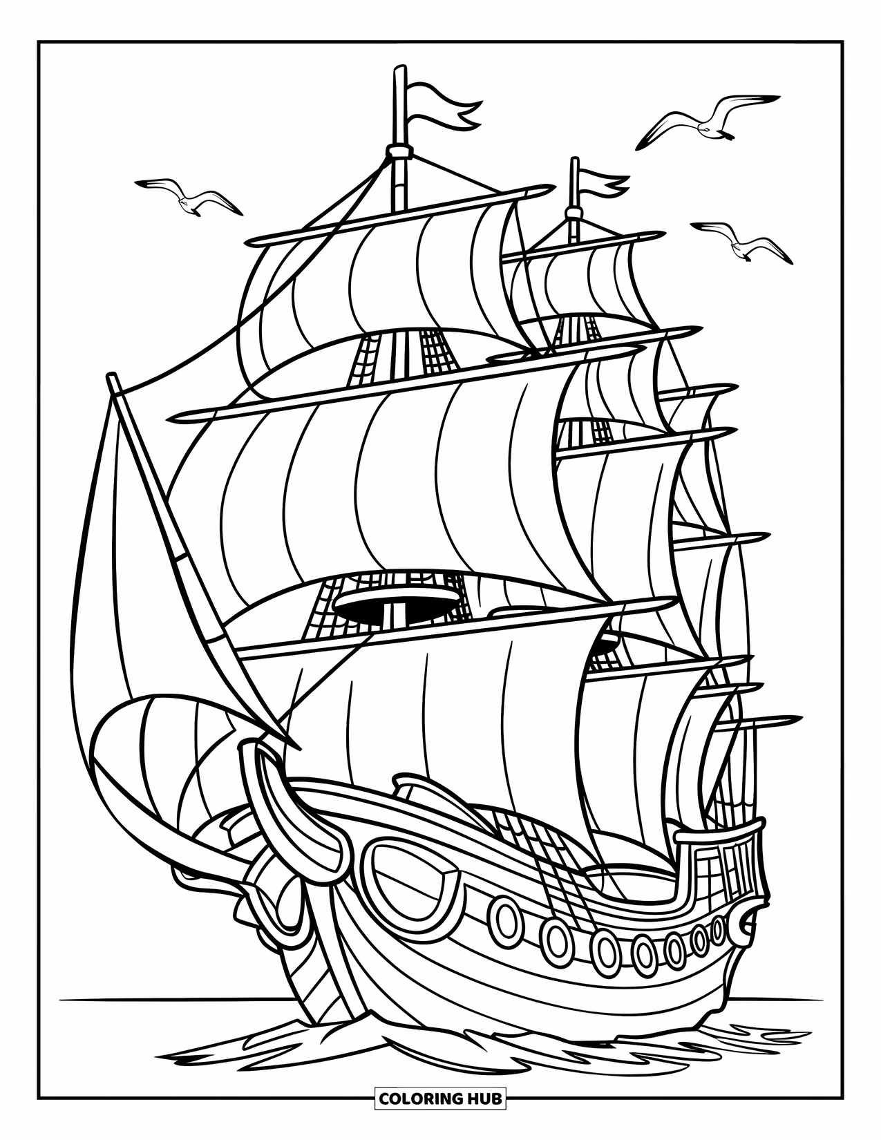 80+ Pirate Ship Coloring Pages for Kids & Adults (Free Printable PDFs)