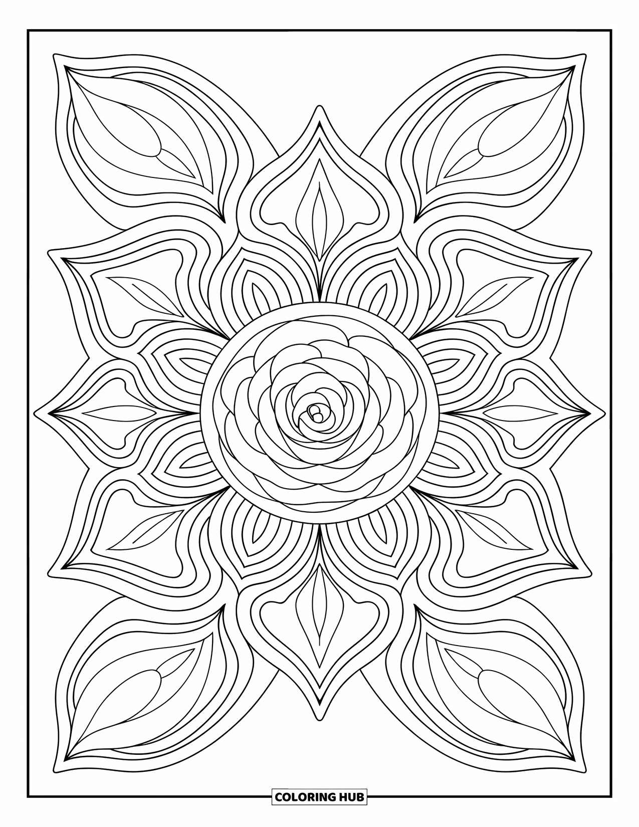 85+ Rose Mandala Coloring Pages for Kids & Adults (Free Printable PDFs)