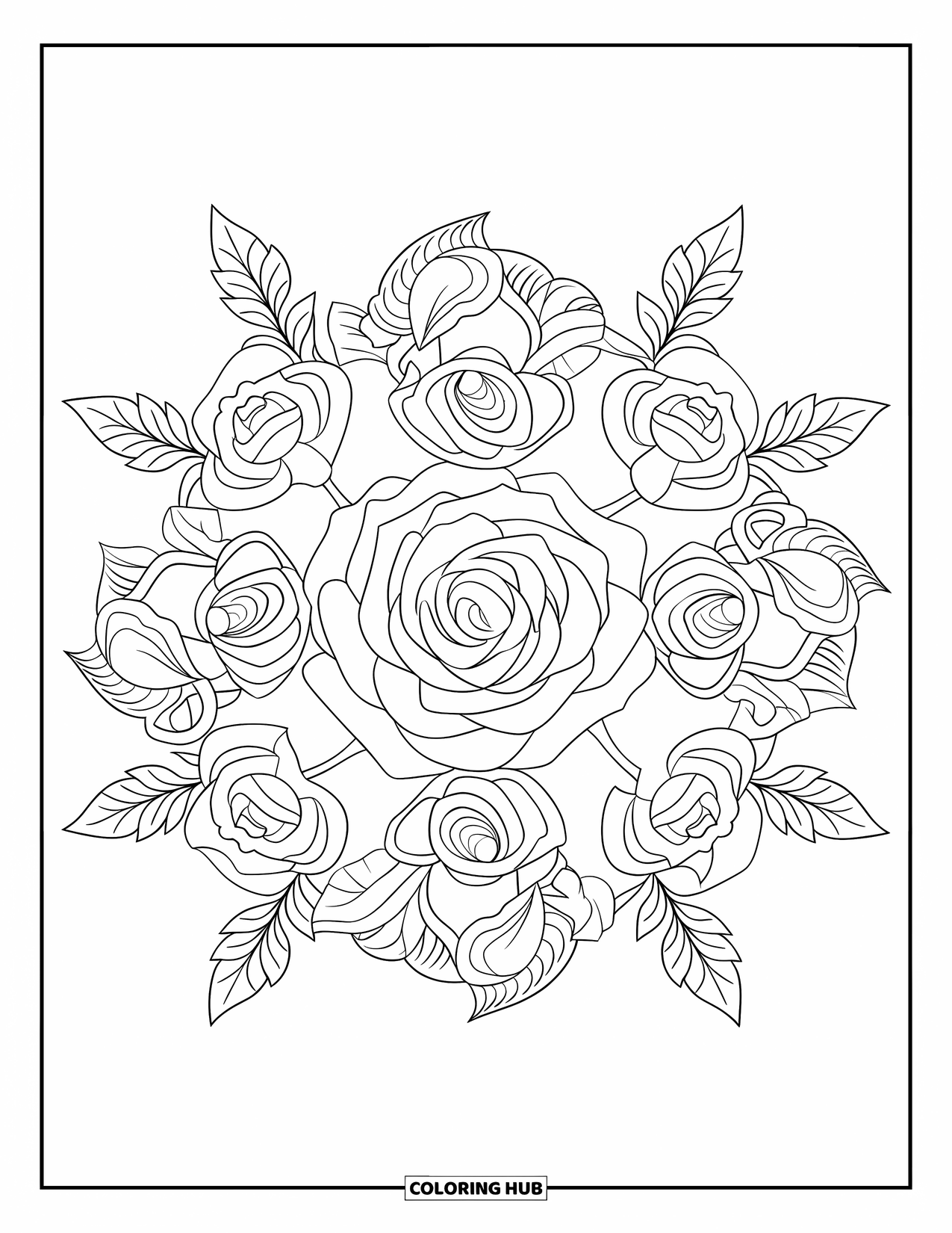 85+ Rose Mandala Coloring Pages for Kids & Adults (Free Printable PDFs)