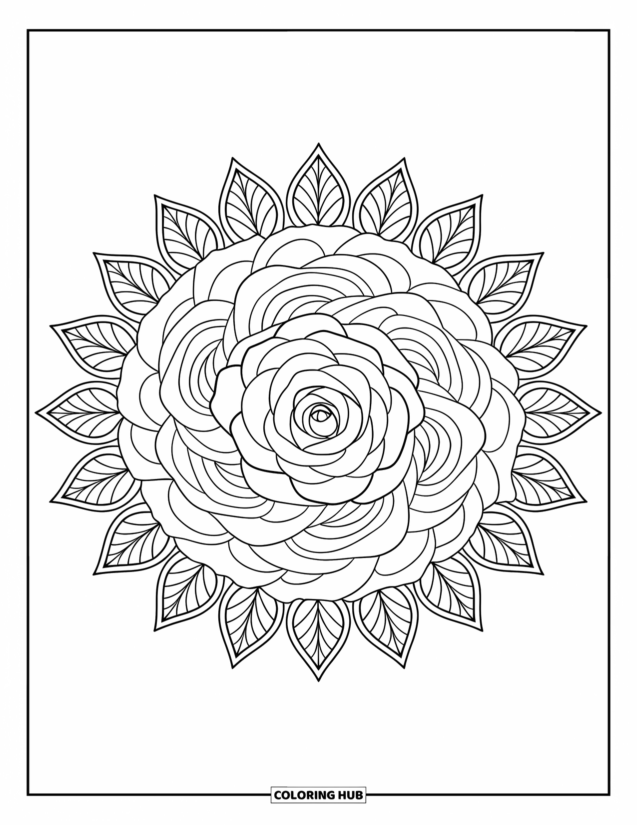 85+ Rose Mandala Coloring Pages for Kids & Adults (Free Printable PDFs)