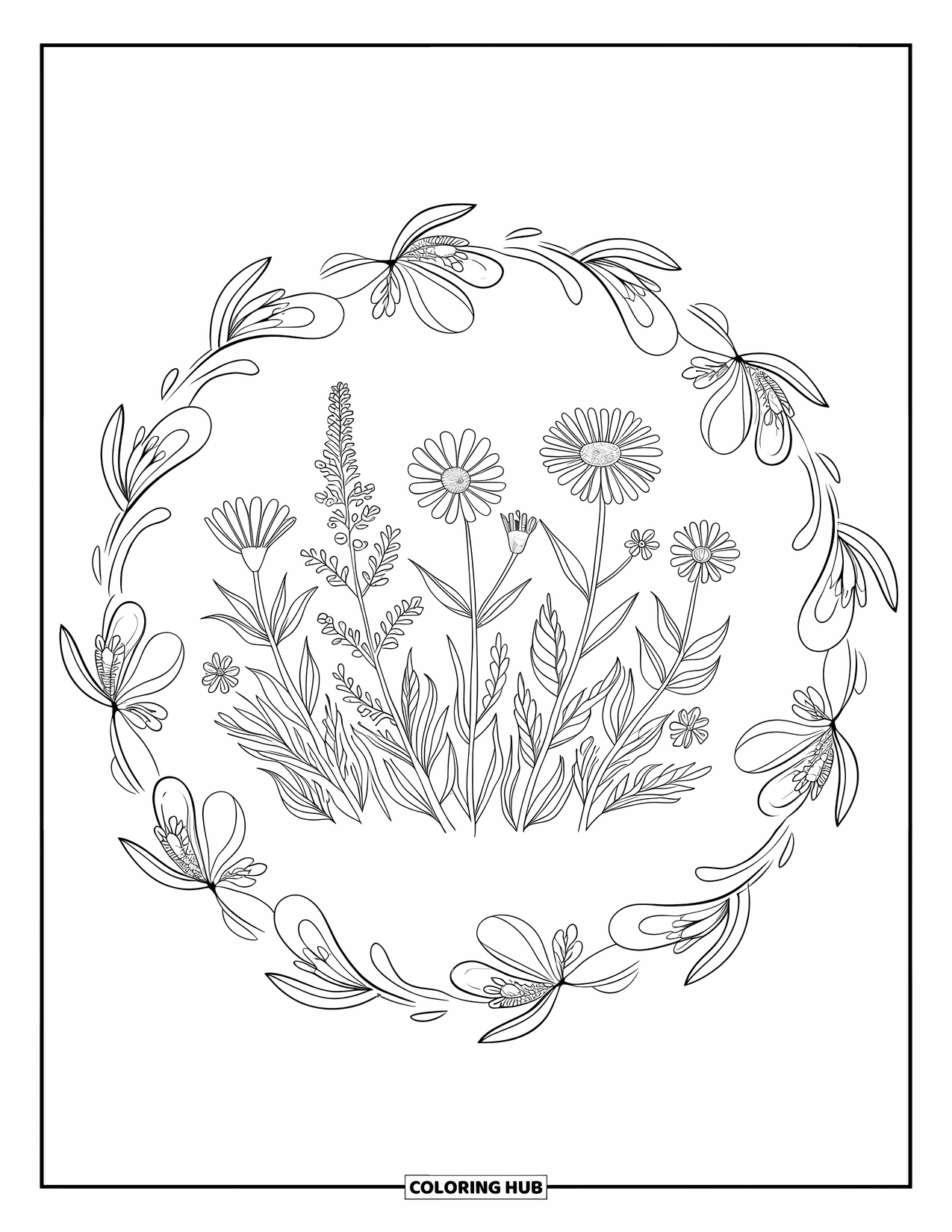 90+ Wildflower Coloring Pages for Kids & Adults (Free Printable PDFs)