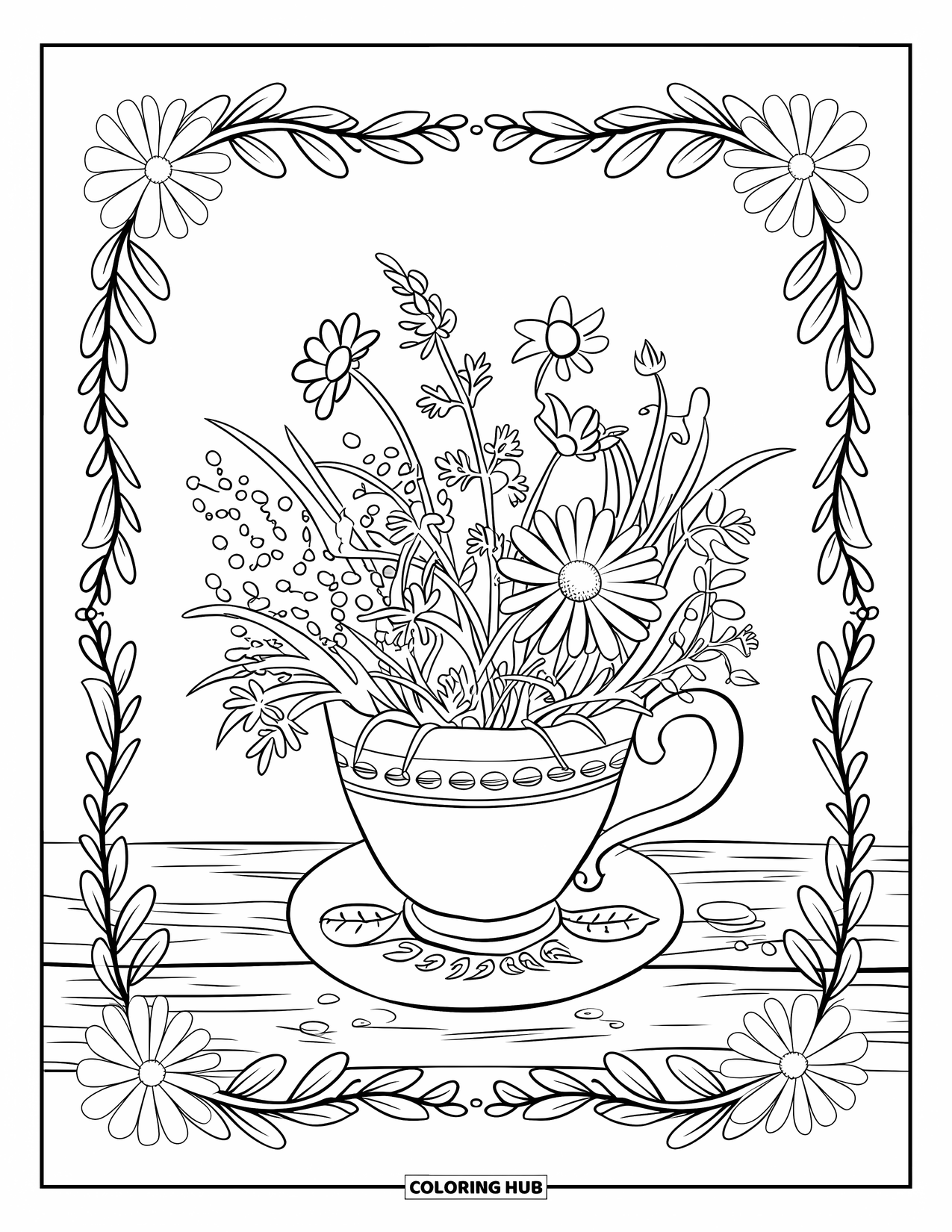 90+ Wildflower Coloring Pages for Kids & Adults (Free Printable PDFs)