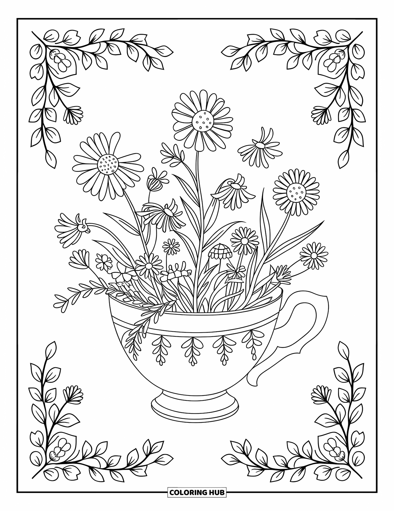 90+ Wildflower Coloring Pages for Kids & Adults (Free Printable PDFs)