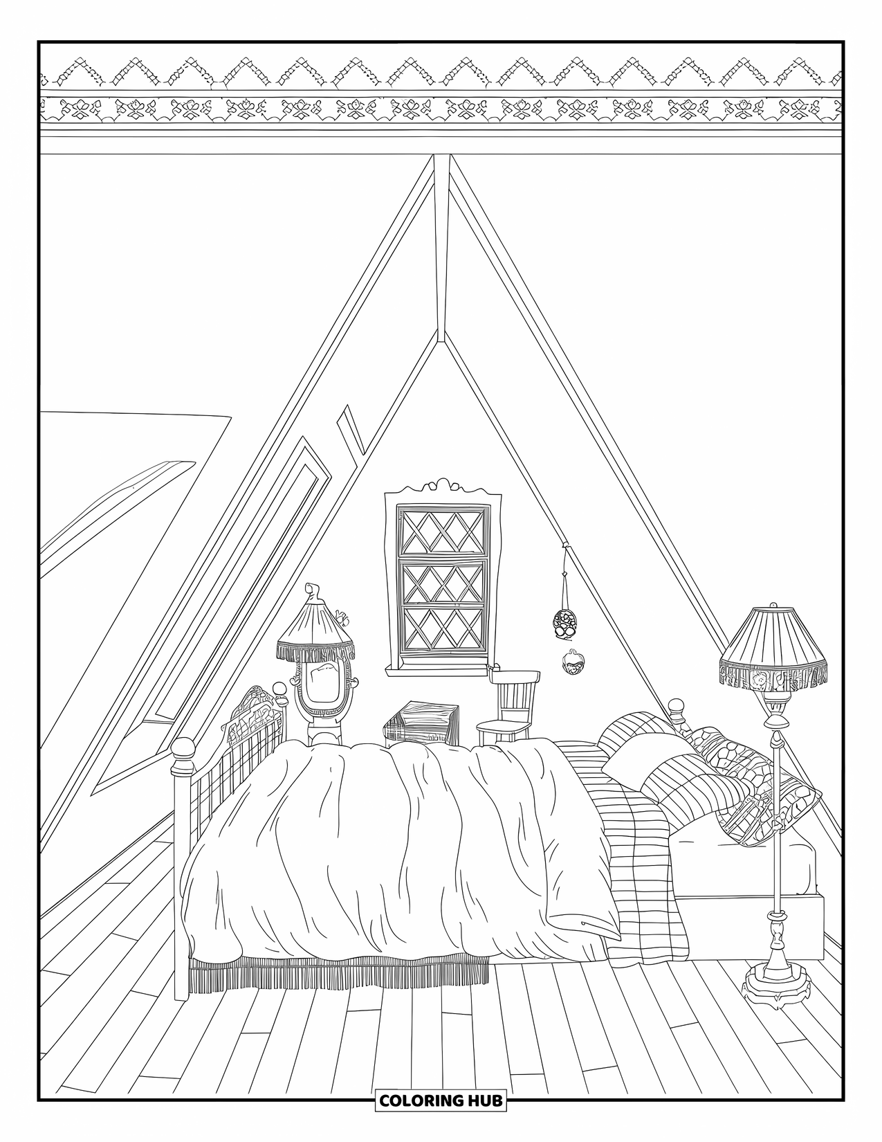 100+ Bedroom Coloring Pages for Kids & Adults (Free Printable PDFs)