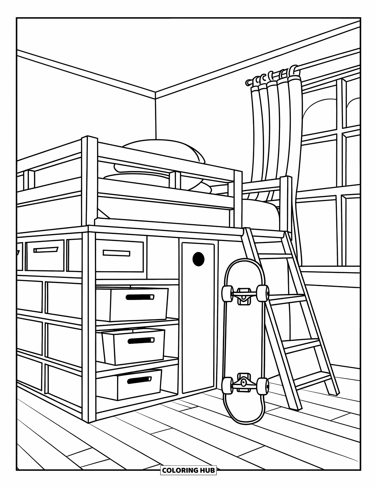 100+ Bedroom Coloring Pages for Kids & Adults (Free Printable PDFs)
