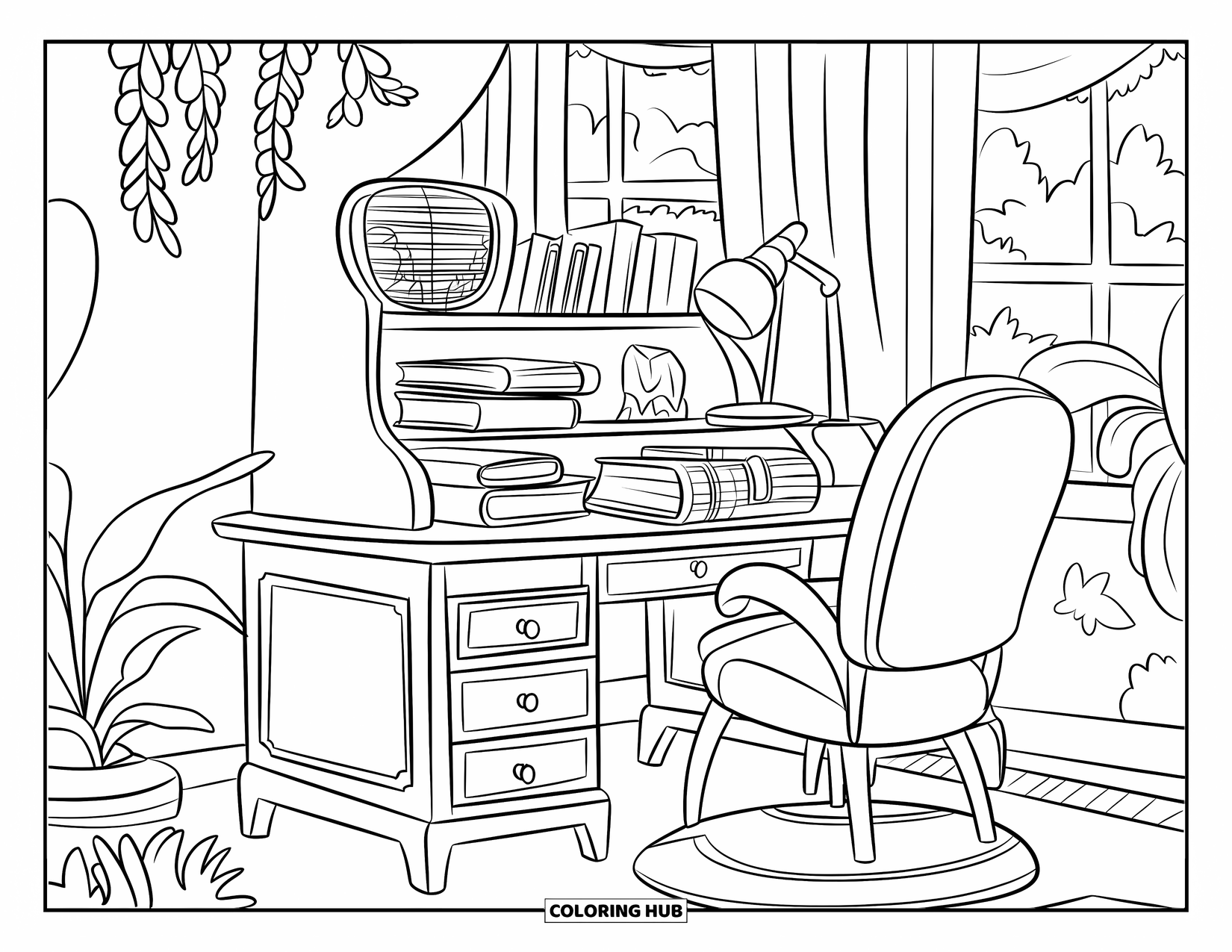 70+ Bookshelf Coloring Pages for Kids & Adults (Free Printable PDFs)