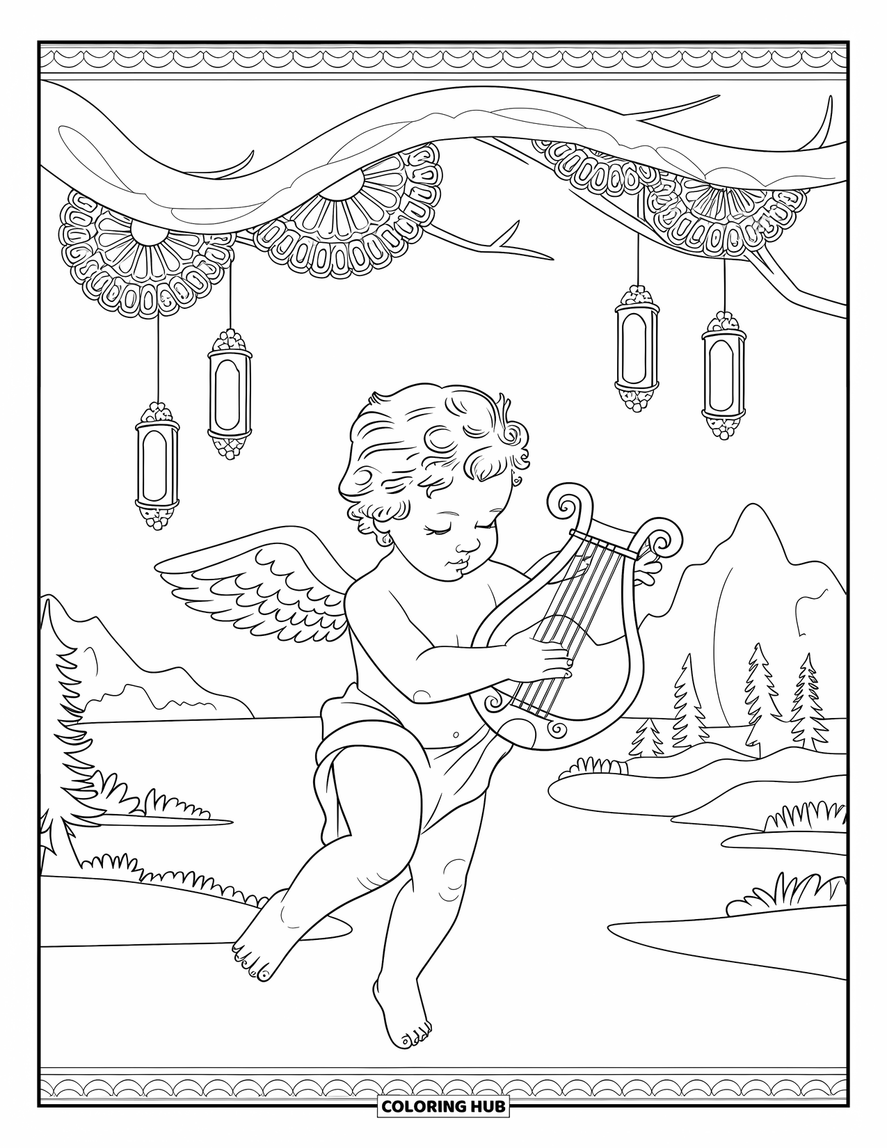 55+ Cupid Coloring Pages for Kids & Adults (Free Printable PDFs)
