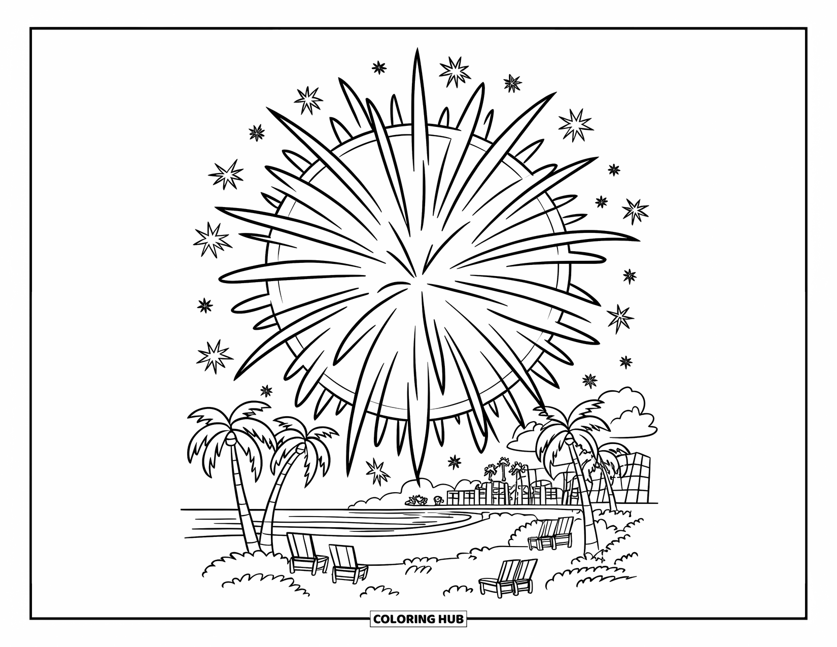 60+ Firework Coloring Pages for Kids & Adults (Free Printable PDFs)