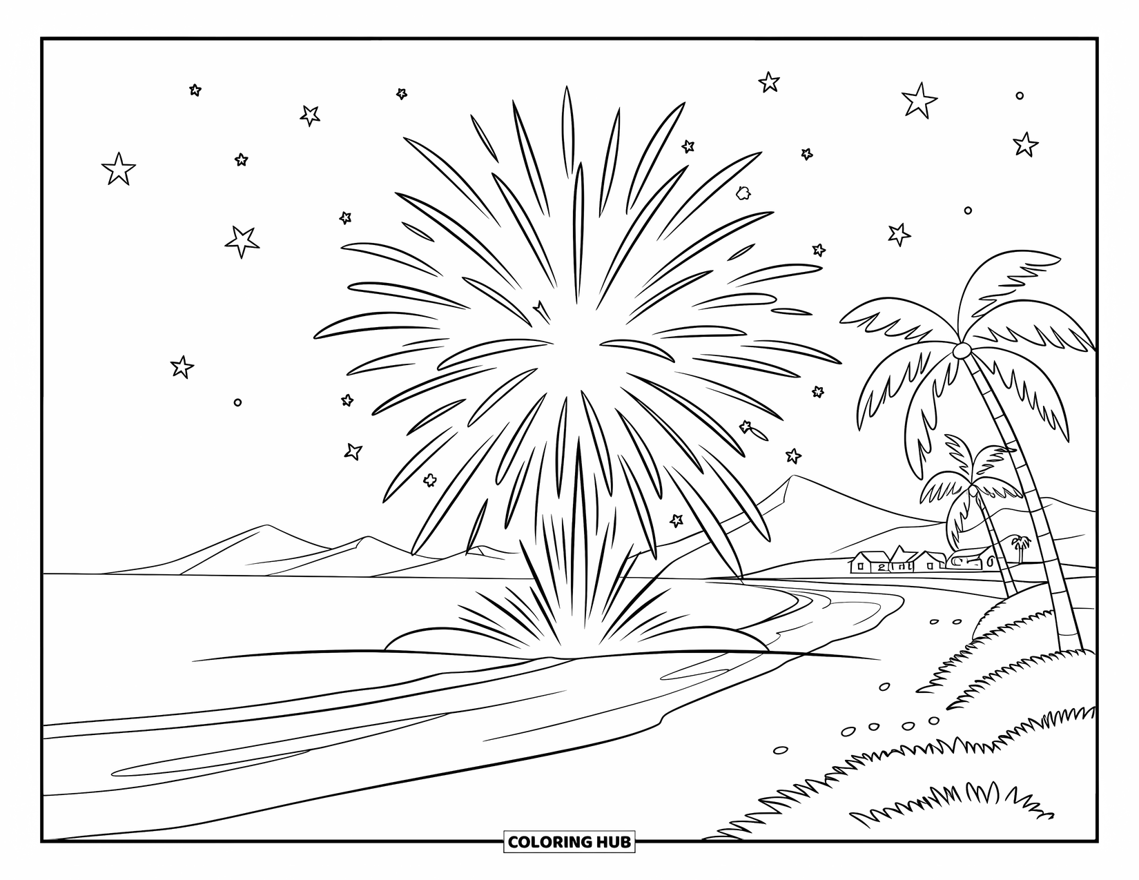 60+ Firework Coloring Pages for Kids & Adults (Free Printable PDFs)