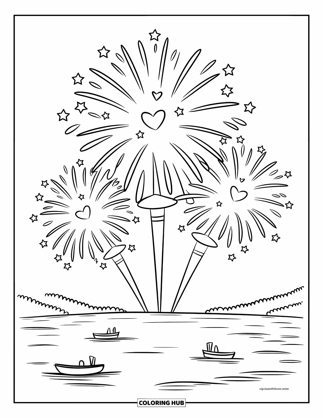 60+ Firework Coloring Pages for Kids & Adults (Free Printable PDFs)