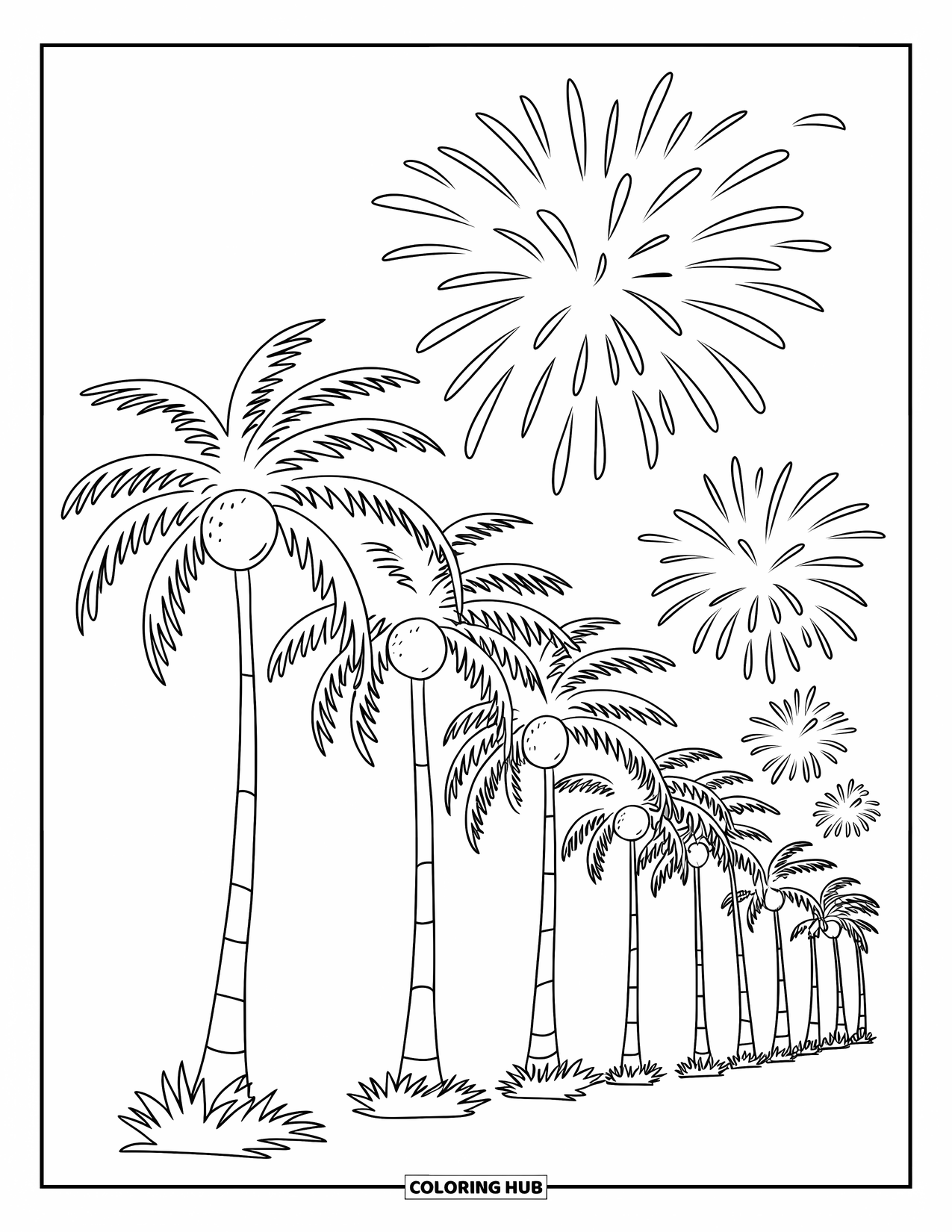 60+ Firework Coloring Pages for Kids & Adults (Free Printable PDFs)