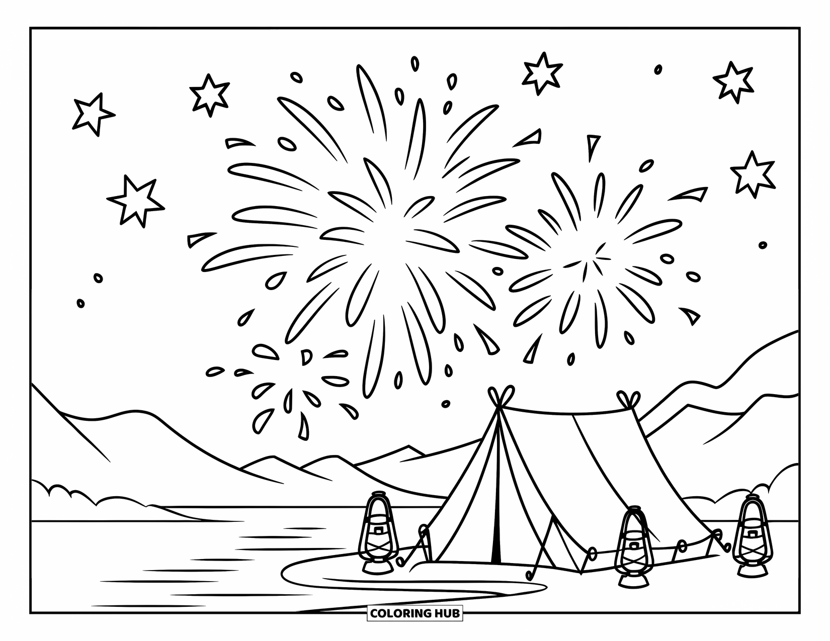 60+ Firework Coloring Pages for Kids & Adults (Free Printable PDFs)