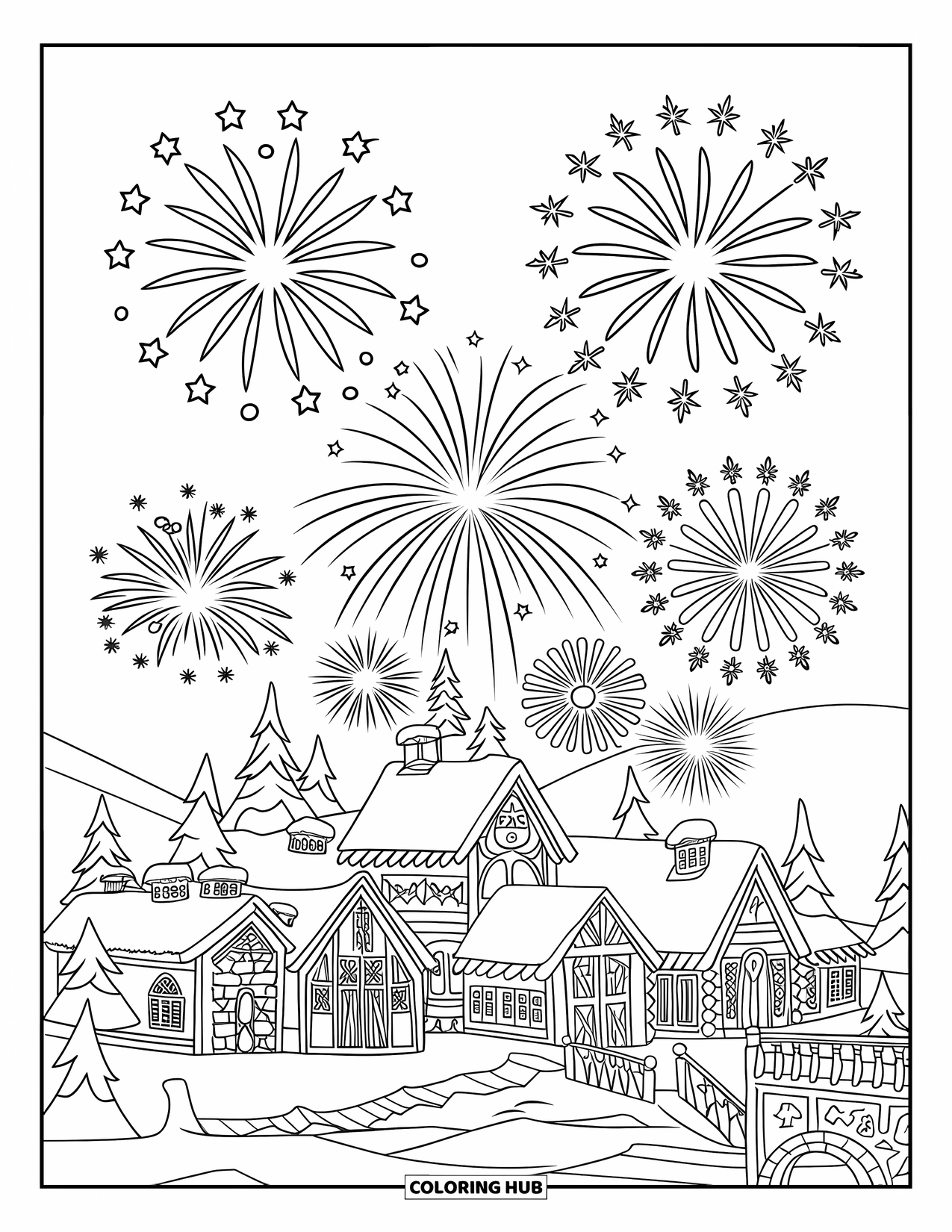 60+ Firework Coloring Pages for Kids & Adults (Free Printable PDFs)