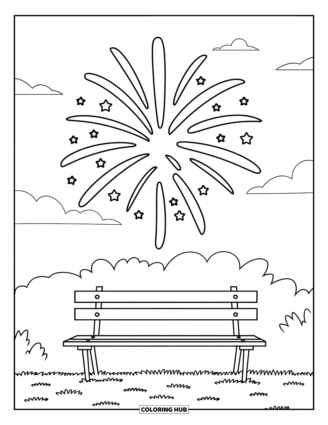 60+ Firework Coloring Pages for Kids & Adults (Free Printable PDFs)