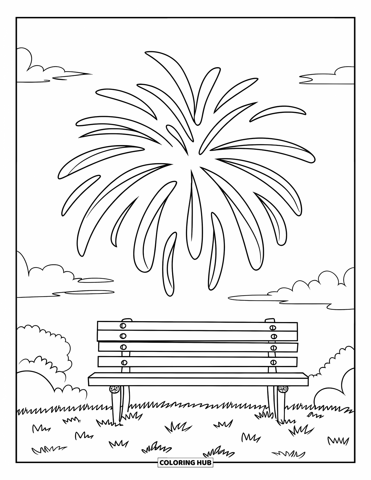 60+ Firework Coloring Pages for Kids & Adults (Free Printable PDFs)