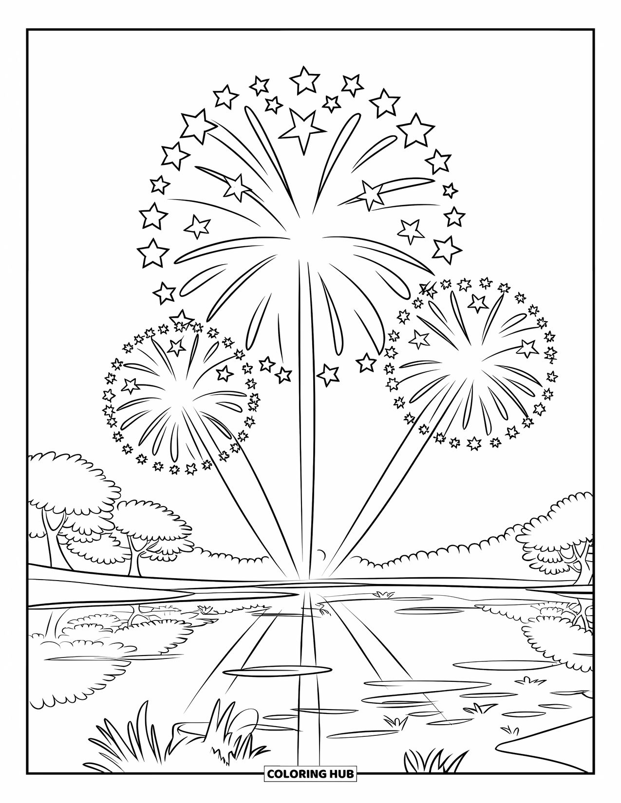 60+ Firework Coloring Pages for Kids & Adults (Free Printable PDFs)
