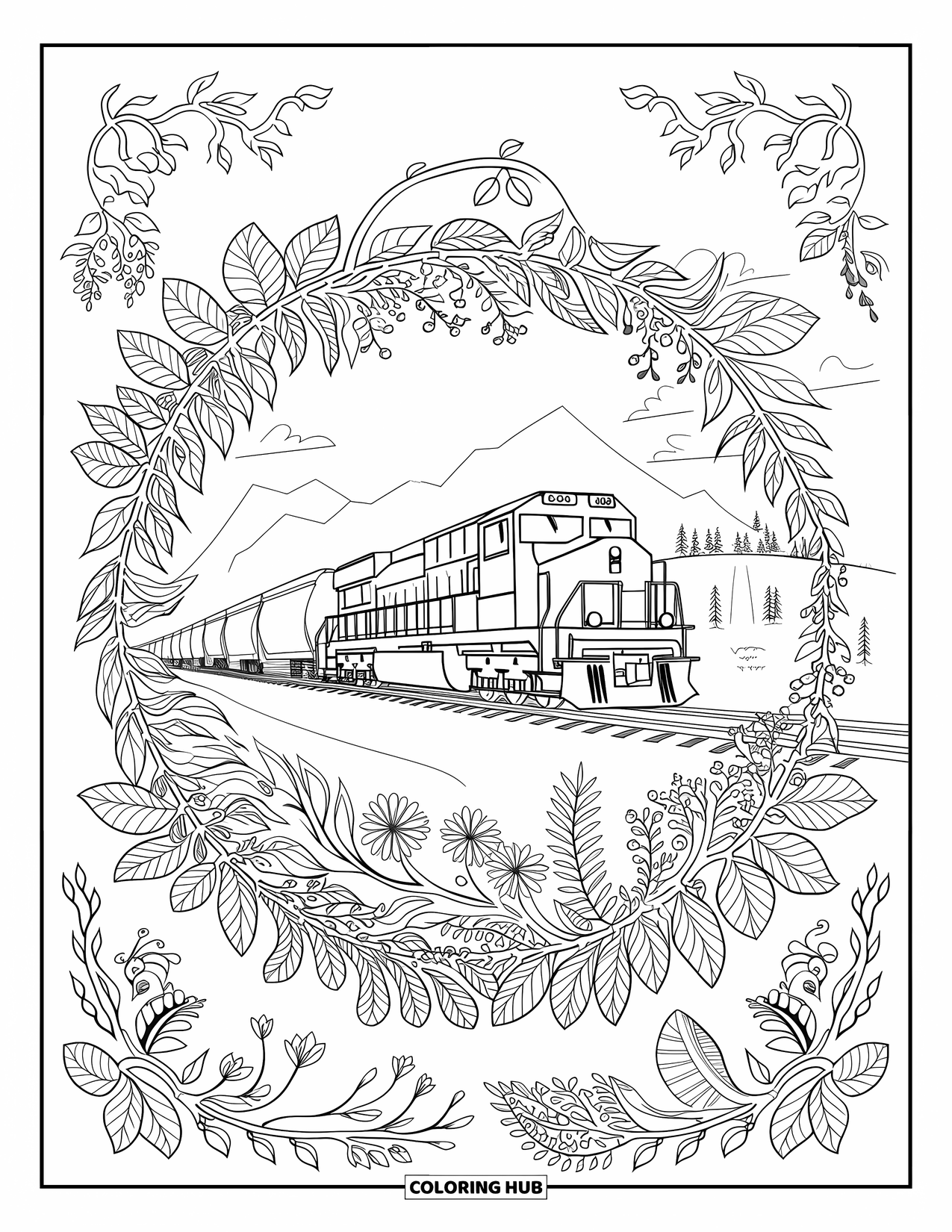 75+ Freight Train Coloring Pages for Kids & Adults (Free Printable PDFs)