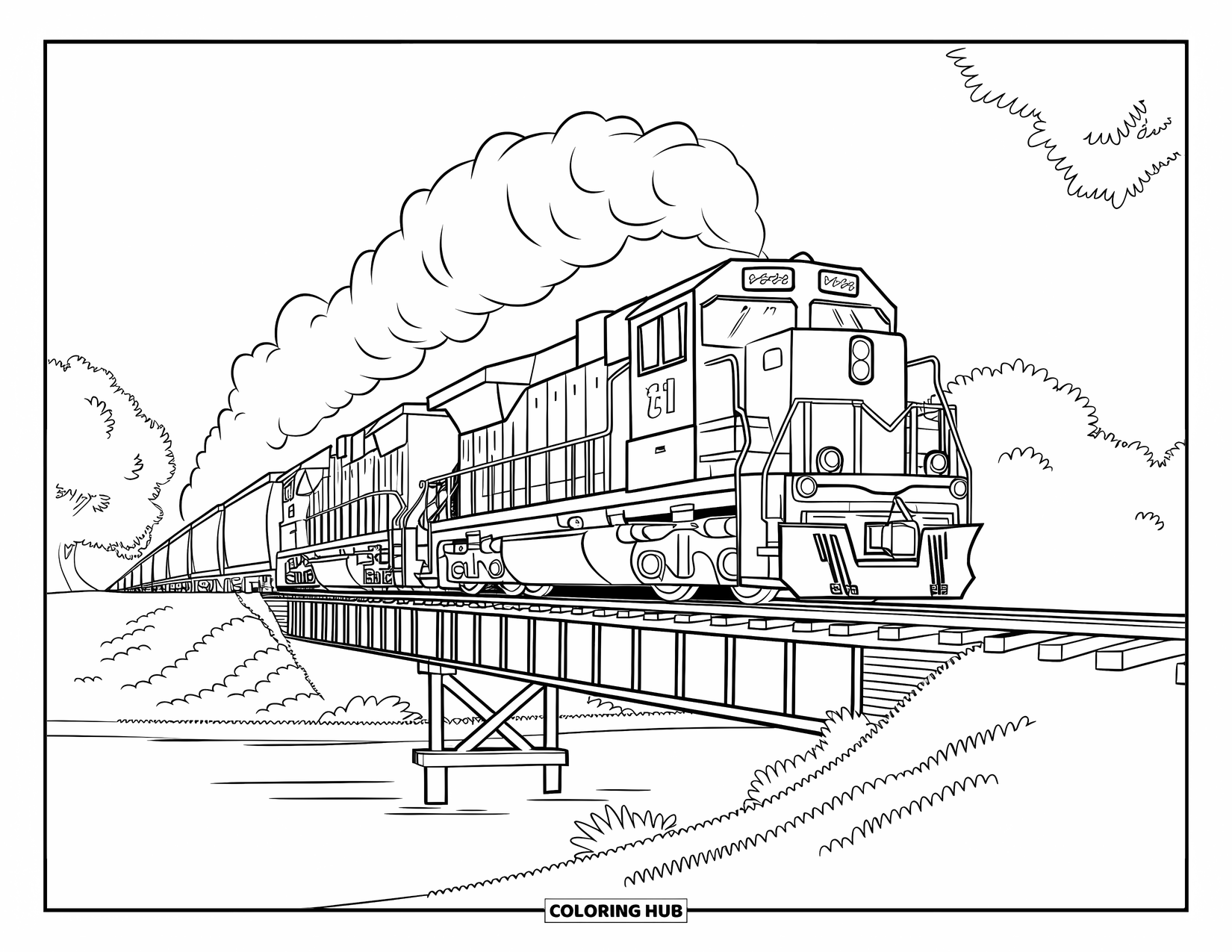 75+ Freight Train Coloring Pages for Kids & Adults (Free Printable PDFs)