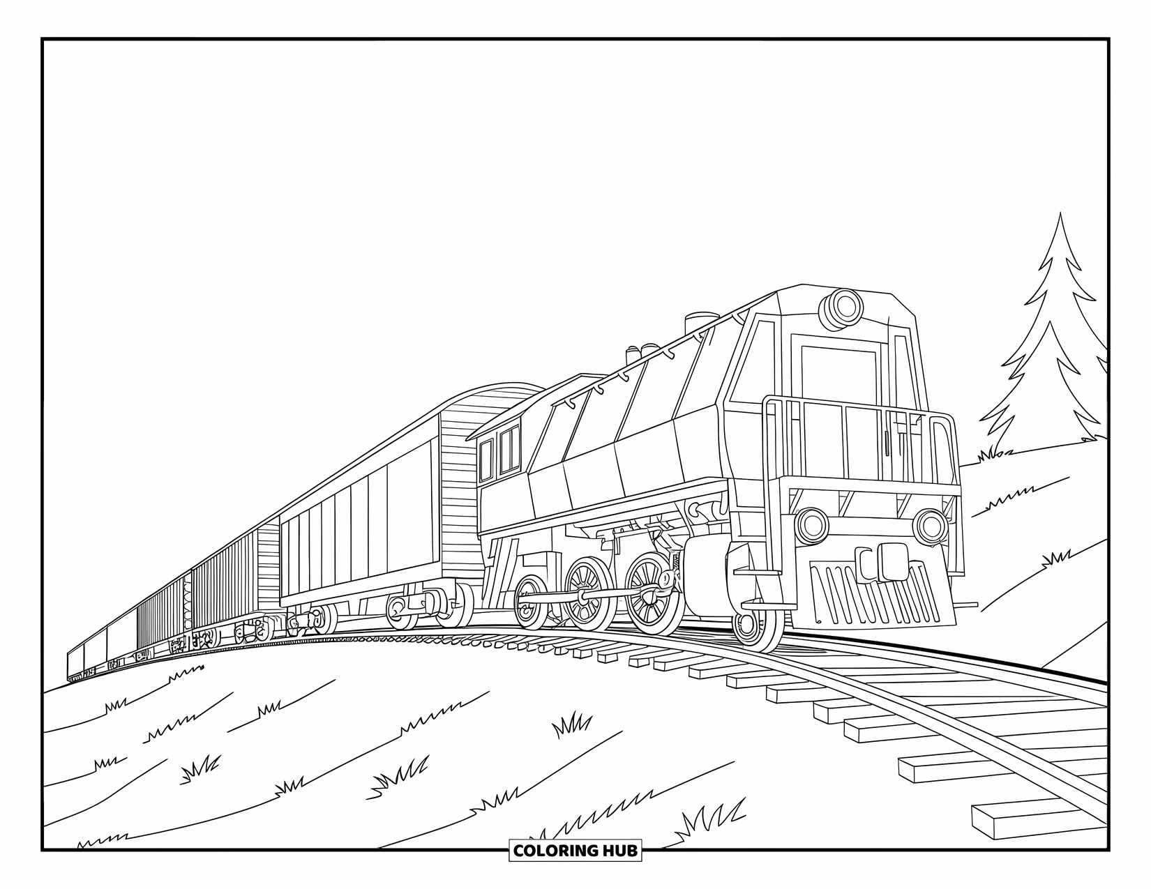 75+ Freight Train Coloring Pages for Kids & Adults (Free Printable PDFs)