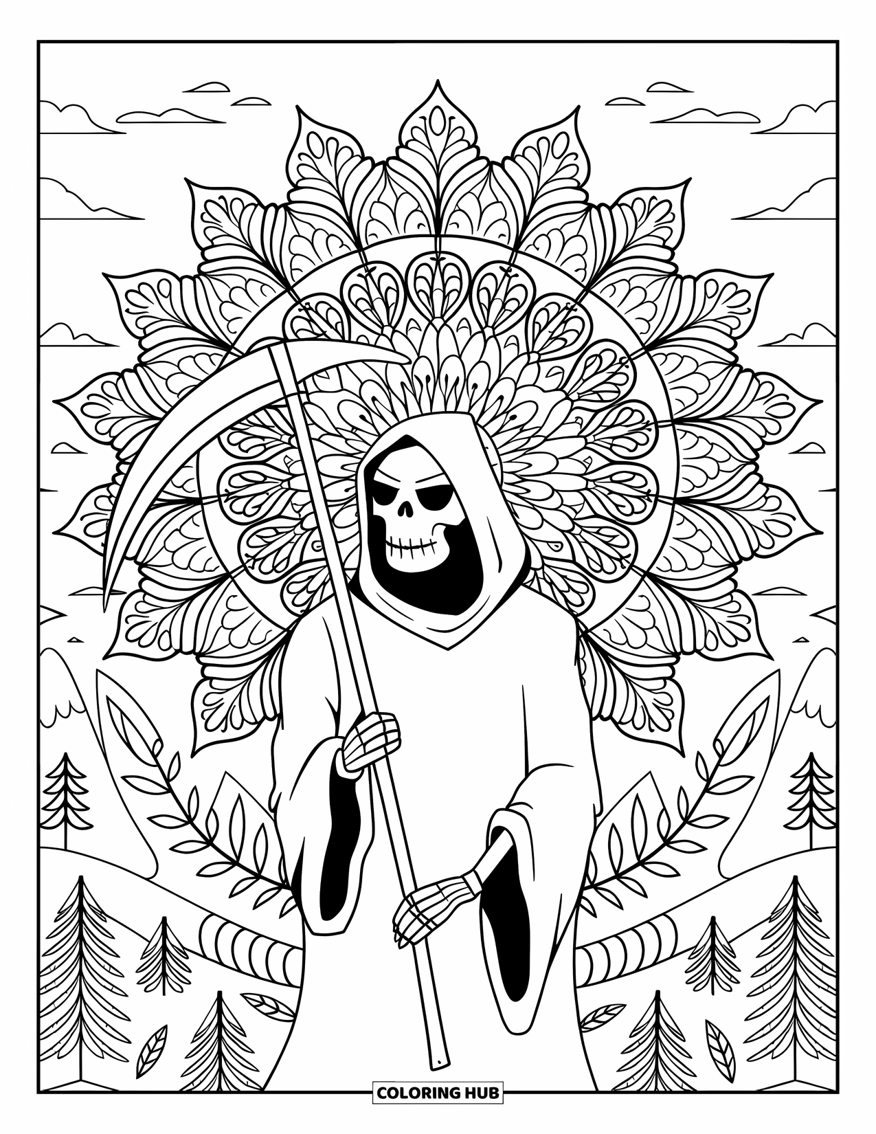 55+ Grim Reaper Coloring Pages for Kids & Adults (Free Printable PDFs)