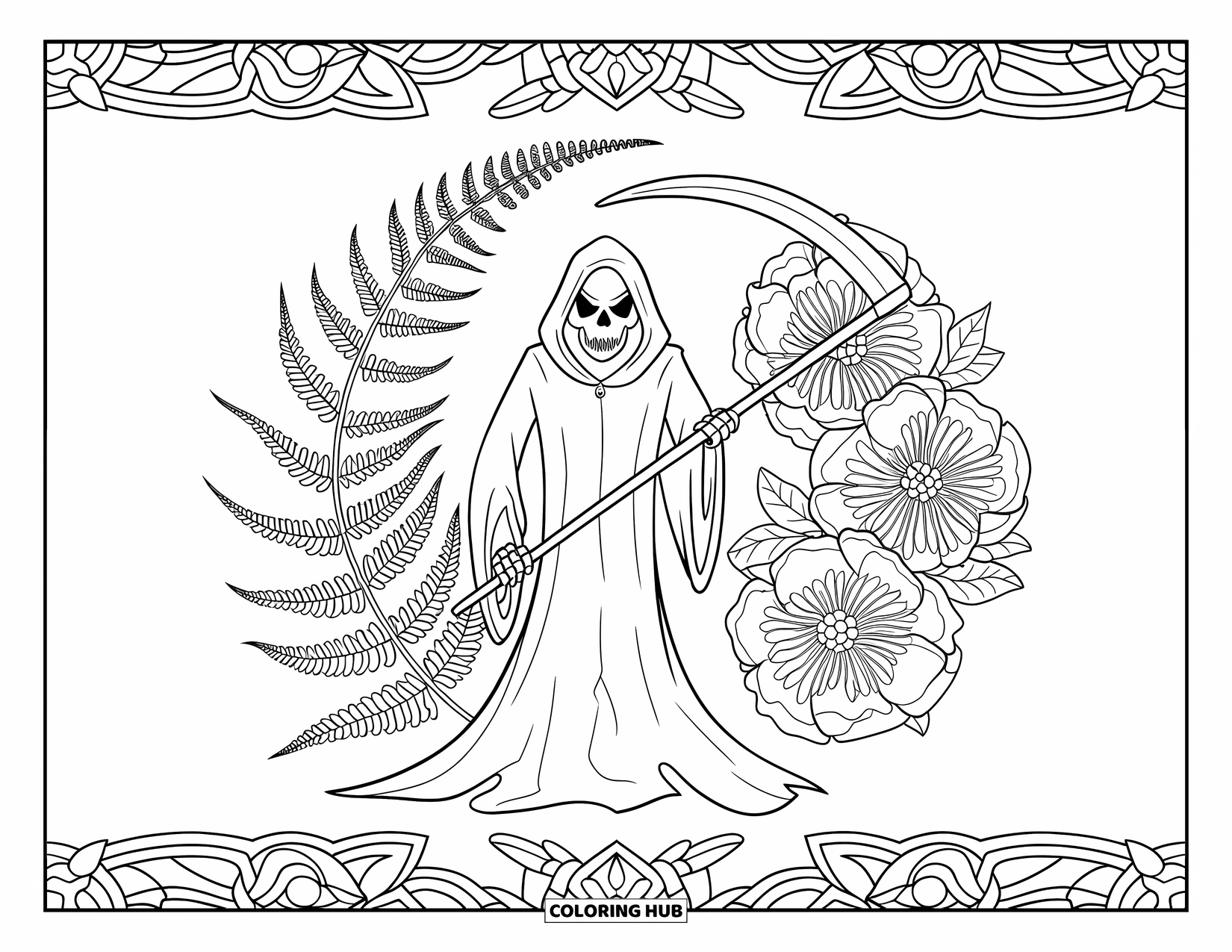 55+ Grim Reaper Coloring Pages for Kids & Adults (Free Printable PDFs)