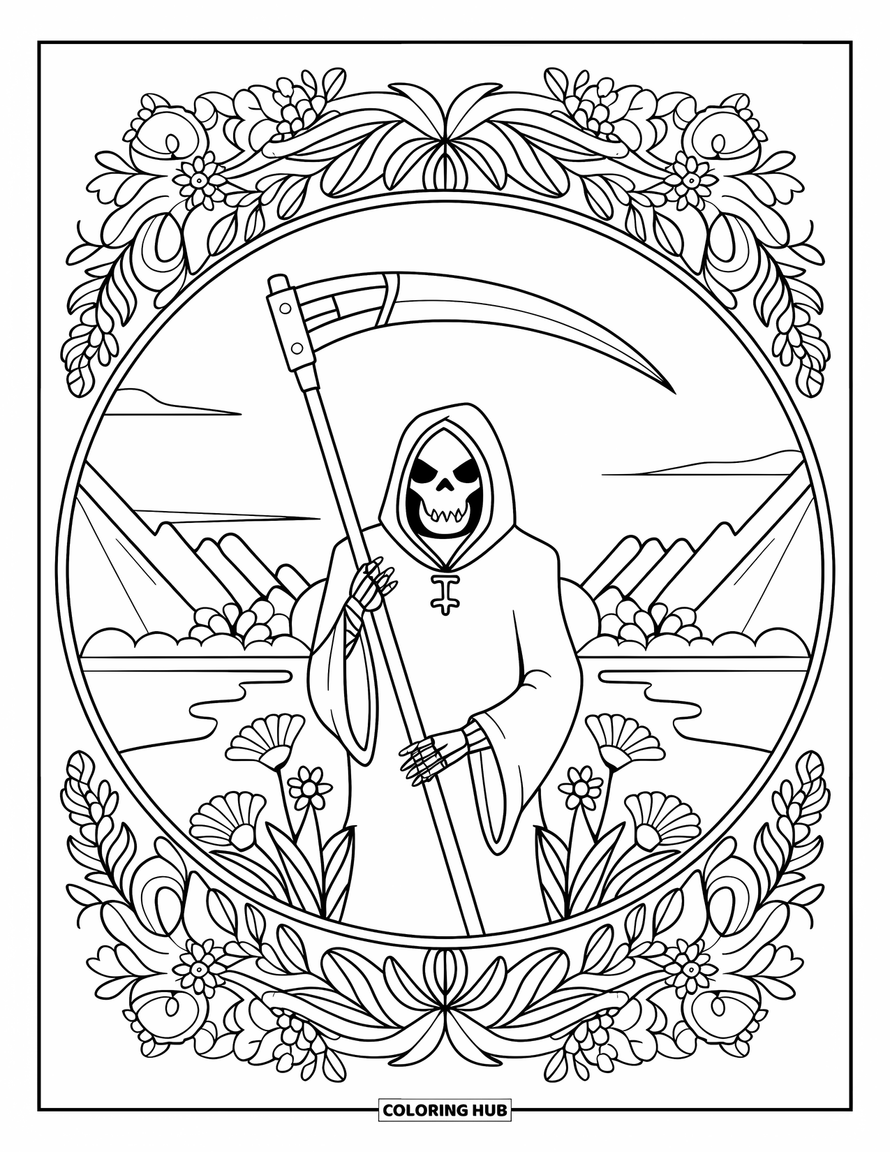 55+ Grim Reaper Coloring Pages for Kids & Adults (Free Printable PDFs)
