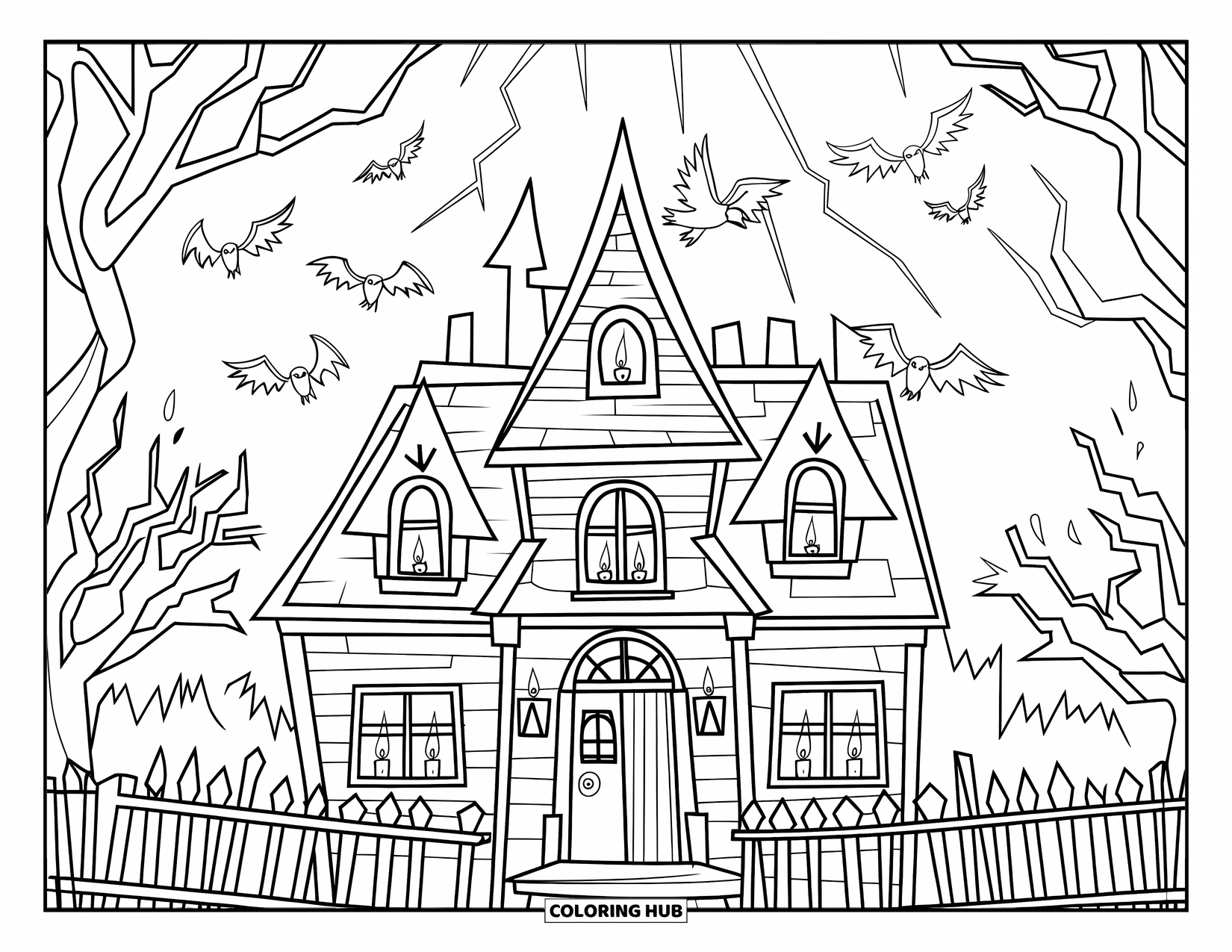 60+ Haunted Mansion Coloring Pages for Kids & Adults (Free Printable PDFs)