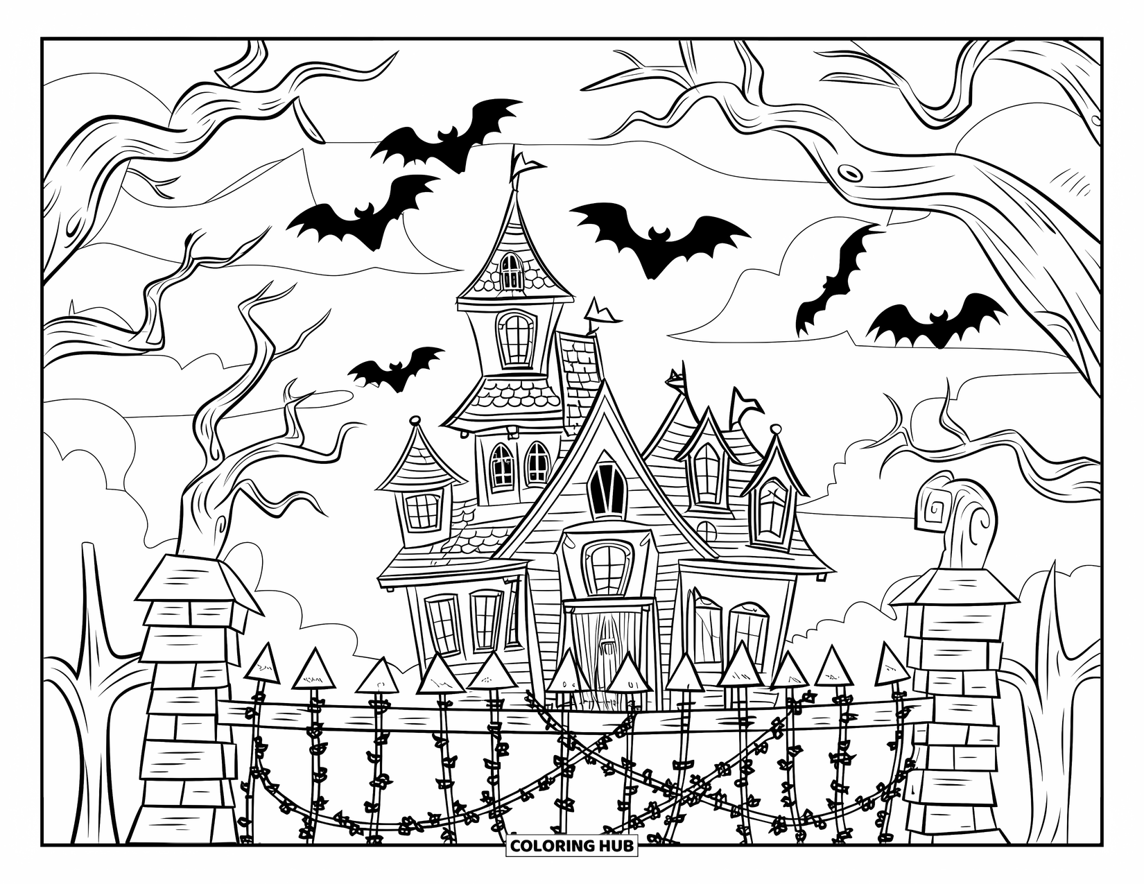 60+ Haunted Mansion Coloring Pages for Kids & Adults (Free Printable PDFs)