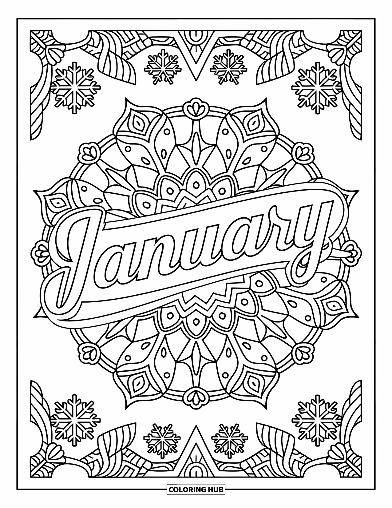 85+ January Coloring Pages for Kids & Adults (Free Printable PDFs)