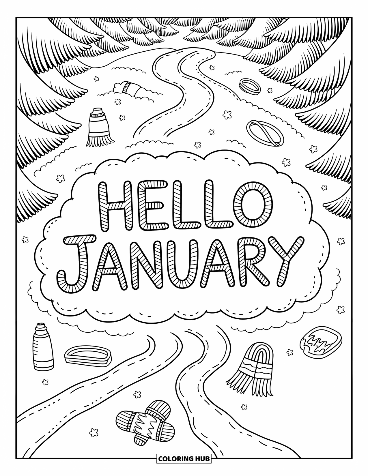 85+ January Coloring Pages for Kids & Adults (Free Printable PDFs)