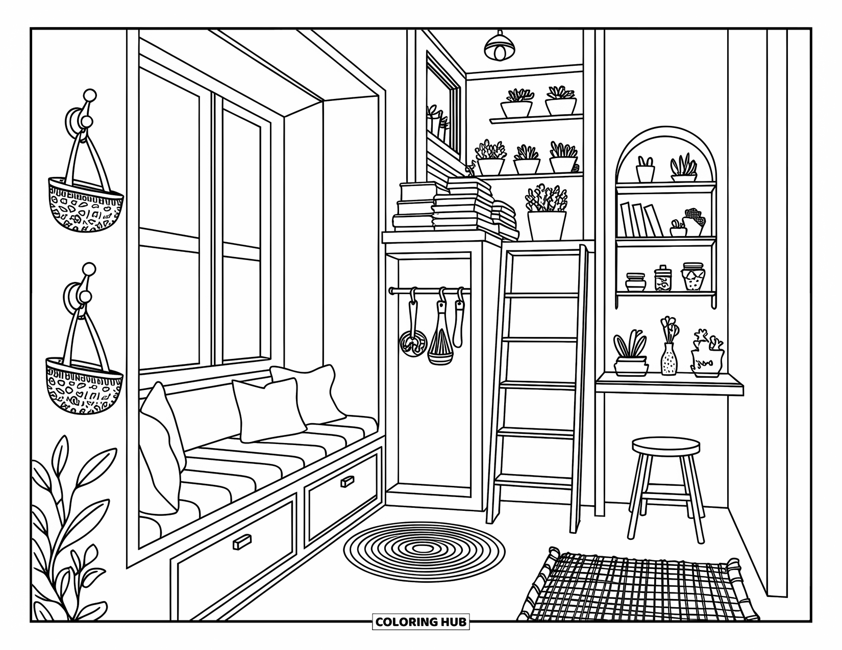 80+ Living Room Coloring Pages for Kids & Adults (Free Printable PDFs)