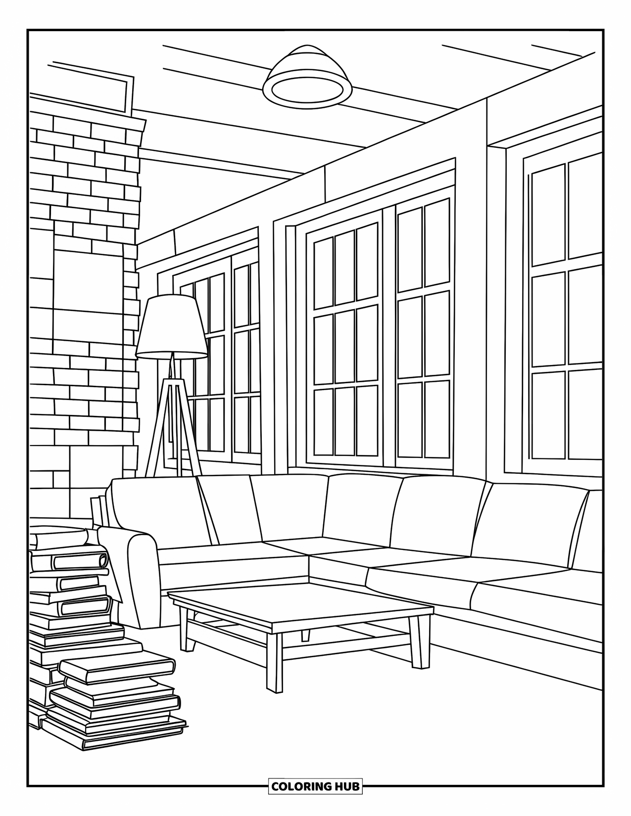 80+ Living Room Coloring Pages for Kids & Adults (Free Printable PDFs)