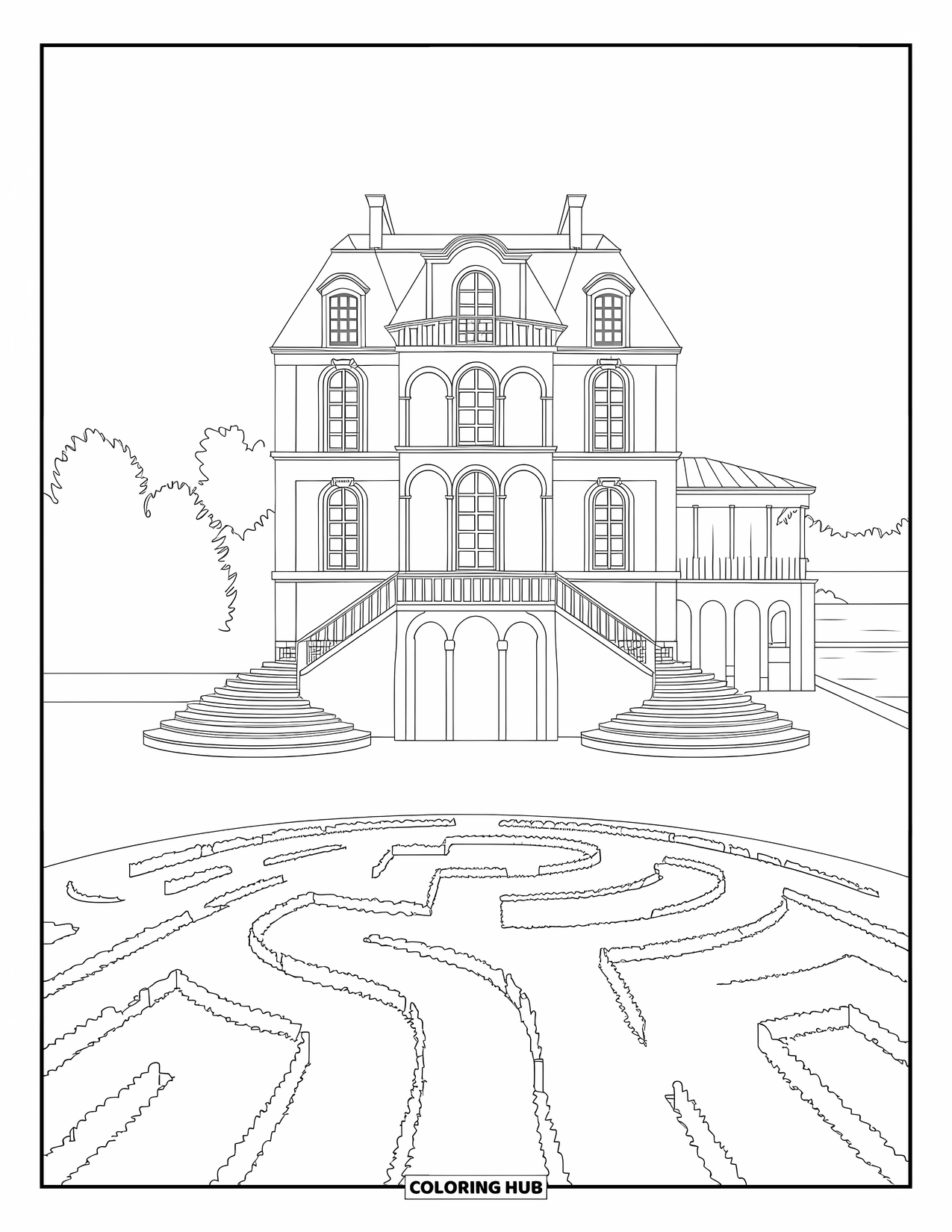 70+ Mansion Coloring Pages for Kids & Adults (Free Printable PDFs)