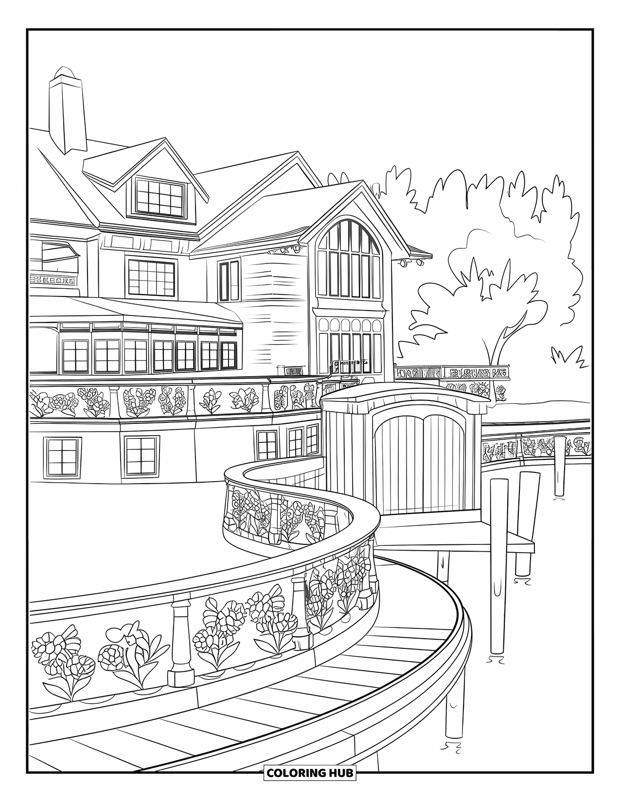 70+ Mansion Coloring Pages for Kids & Adults (Free Printable PDFs)