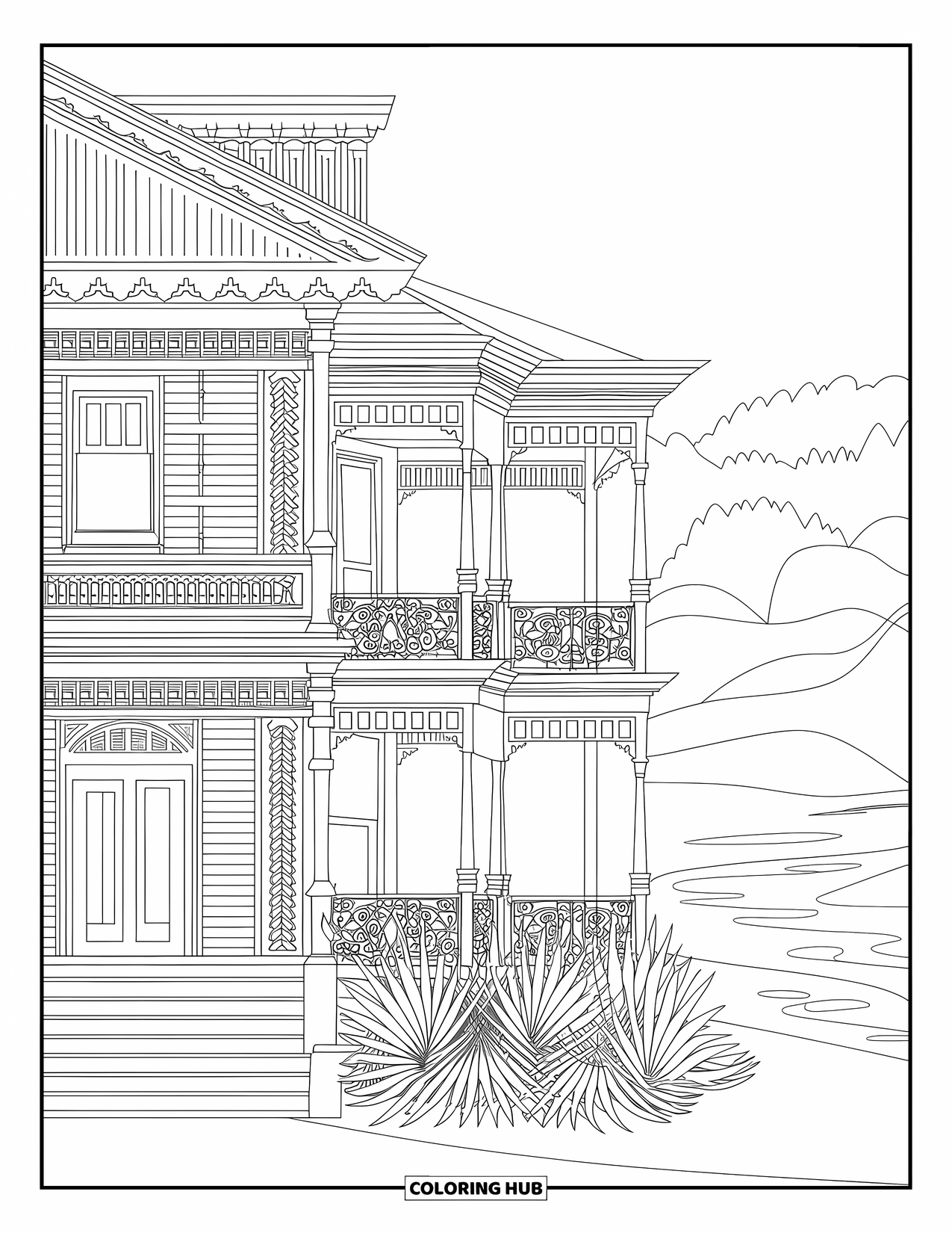 70+ Mansion Coloring Pages for Kids & Adults (Free Printable PDFs)