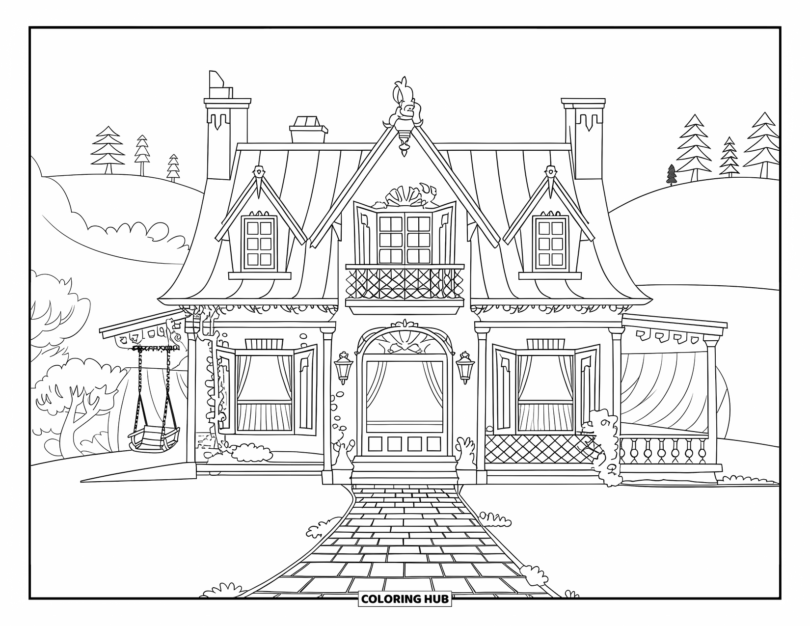 70+ Mansion Coloring Pages for Kids & Adults (Free Printable PDFs)