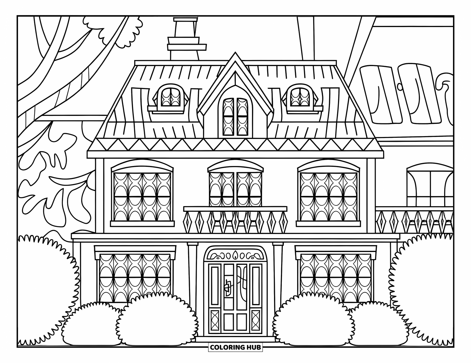 70+ Mansion Coloring Pages for Kids & Adults (Free Printable PDFs)