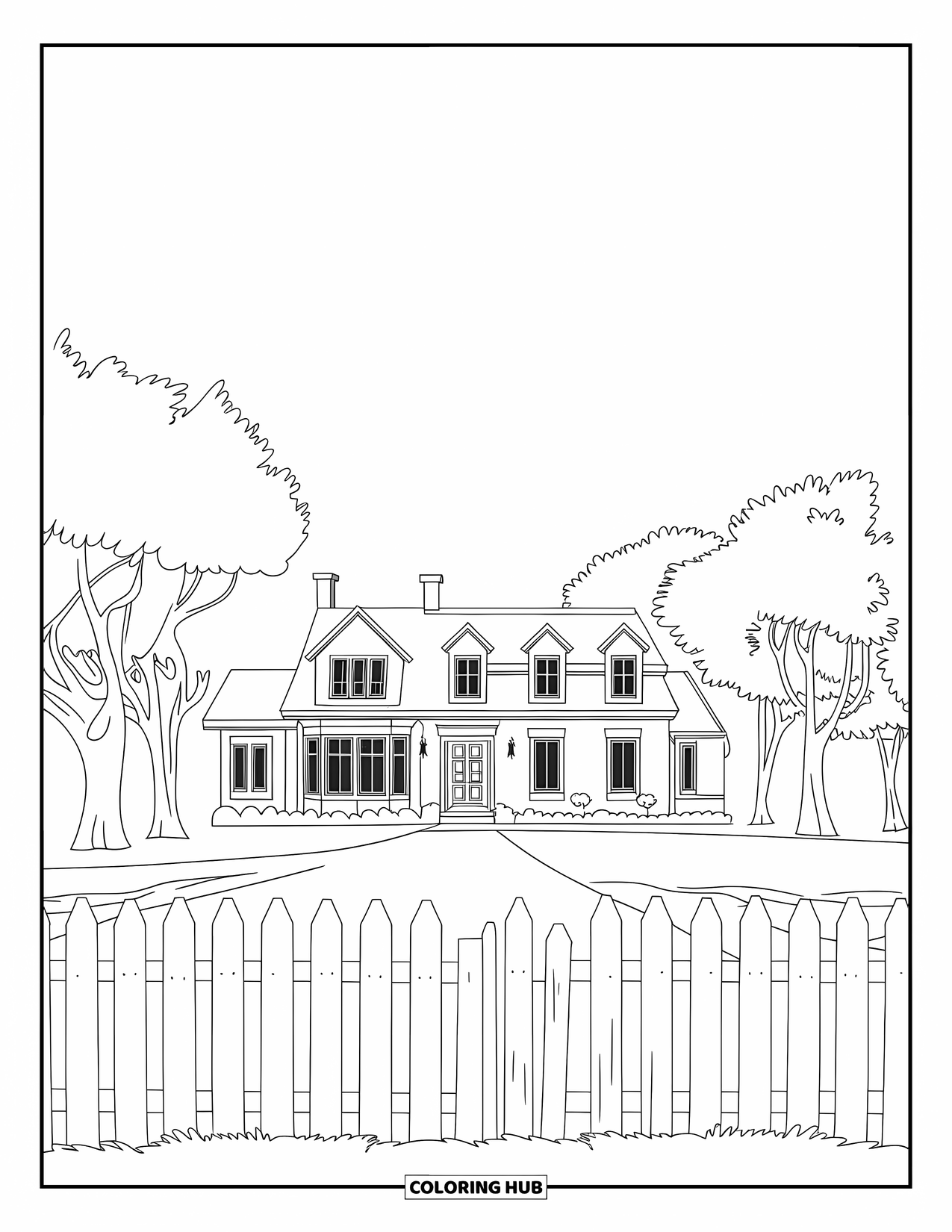 70+ Mansion Coloring Pages for Kids & Adults (Free Printable PDFs)
