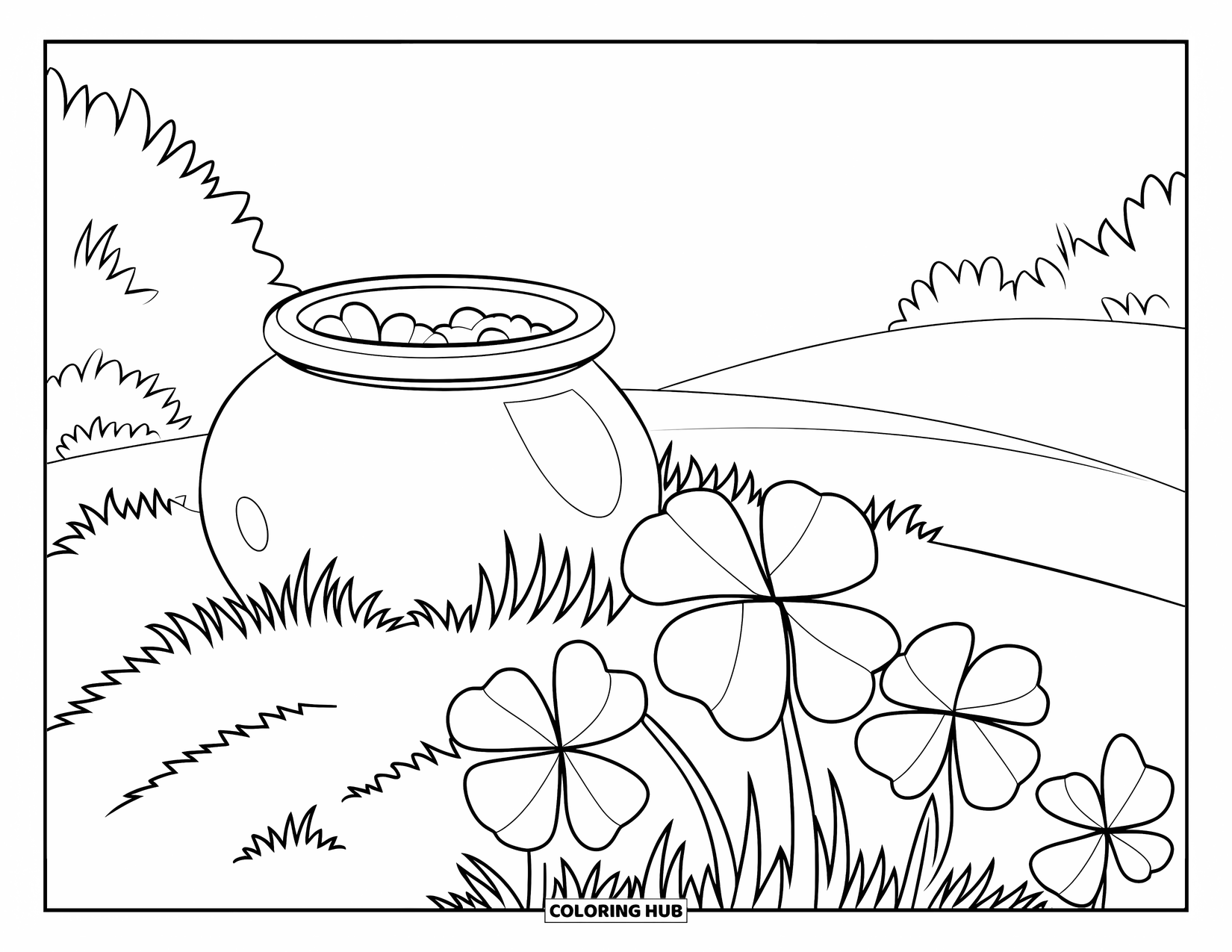 80+ Pot Of Gold Coloring Pages for Kids & Adults (Free Printable PDFs)