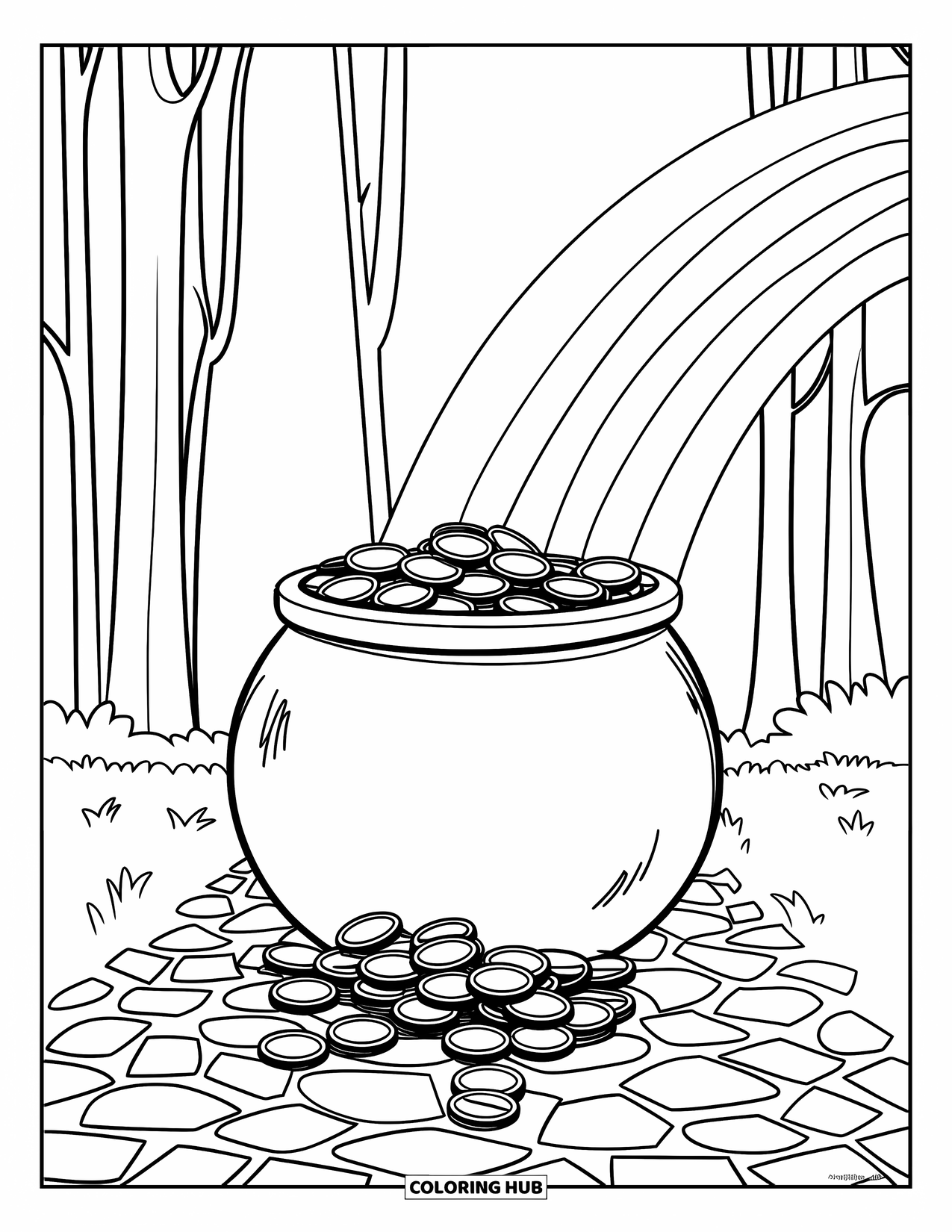 80+ Pot Of Gold Coloring Pages for Kids & Adults (Free Printable PDFs)