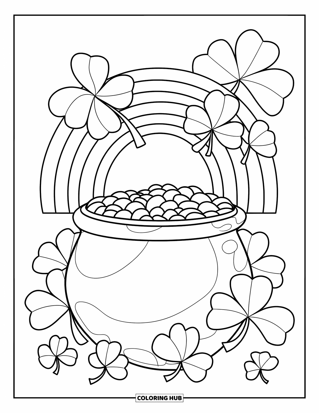 80+ Pot Of Gold Coloring Pages for Kids & Adults (Free Printable PDFs)